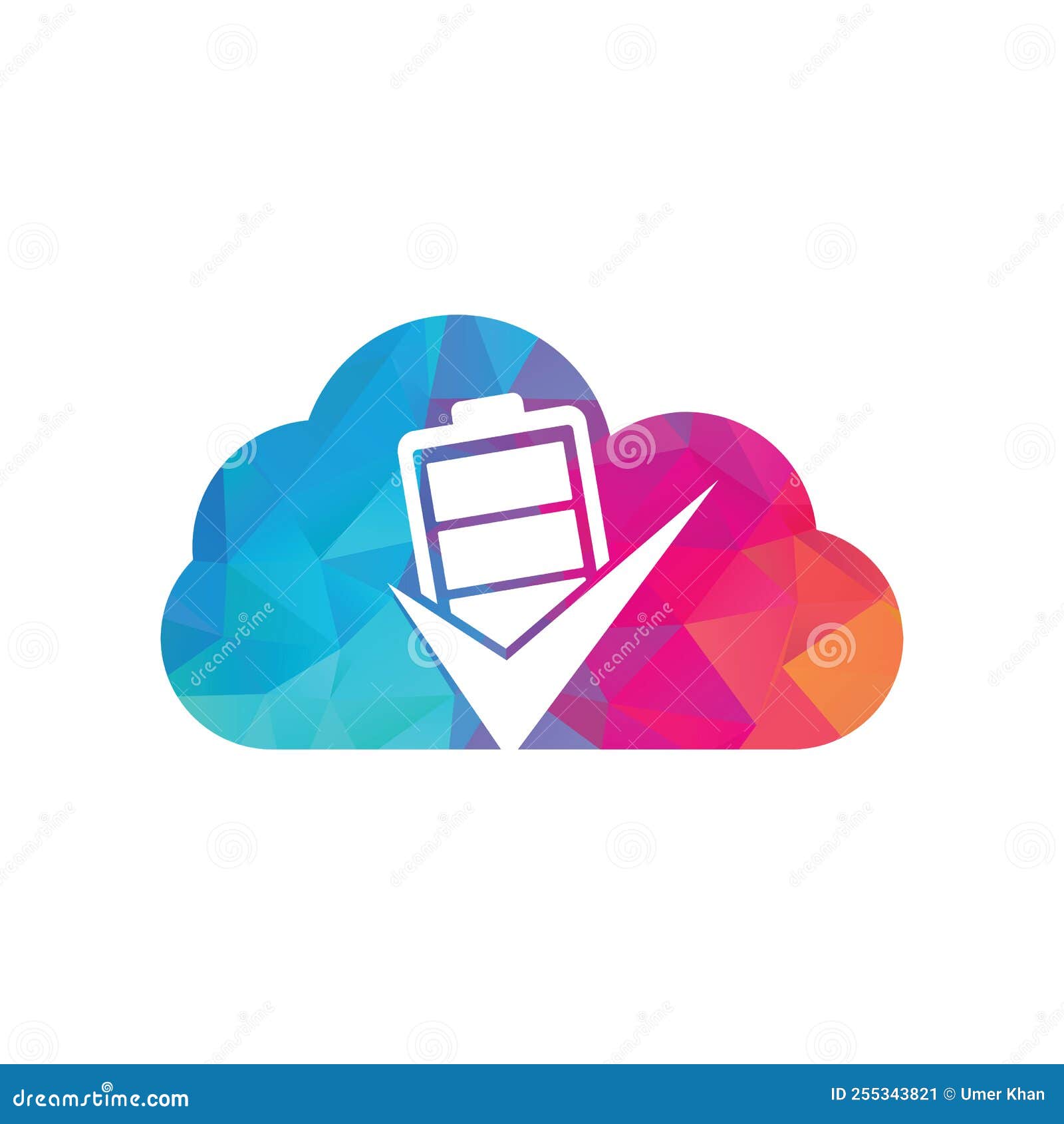 Battery Check Cloud Shape Concept Vector Logo Stock Vector ...