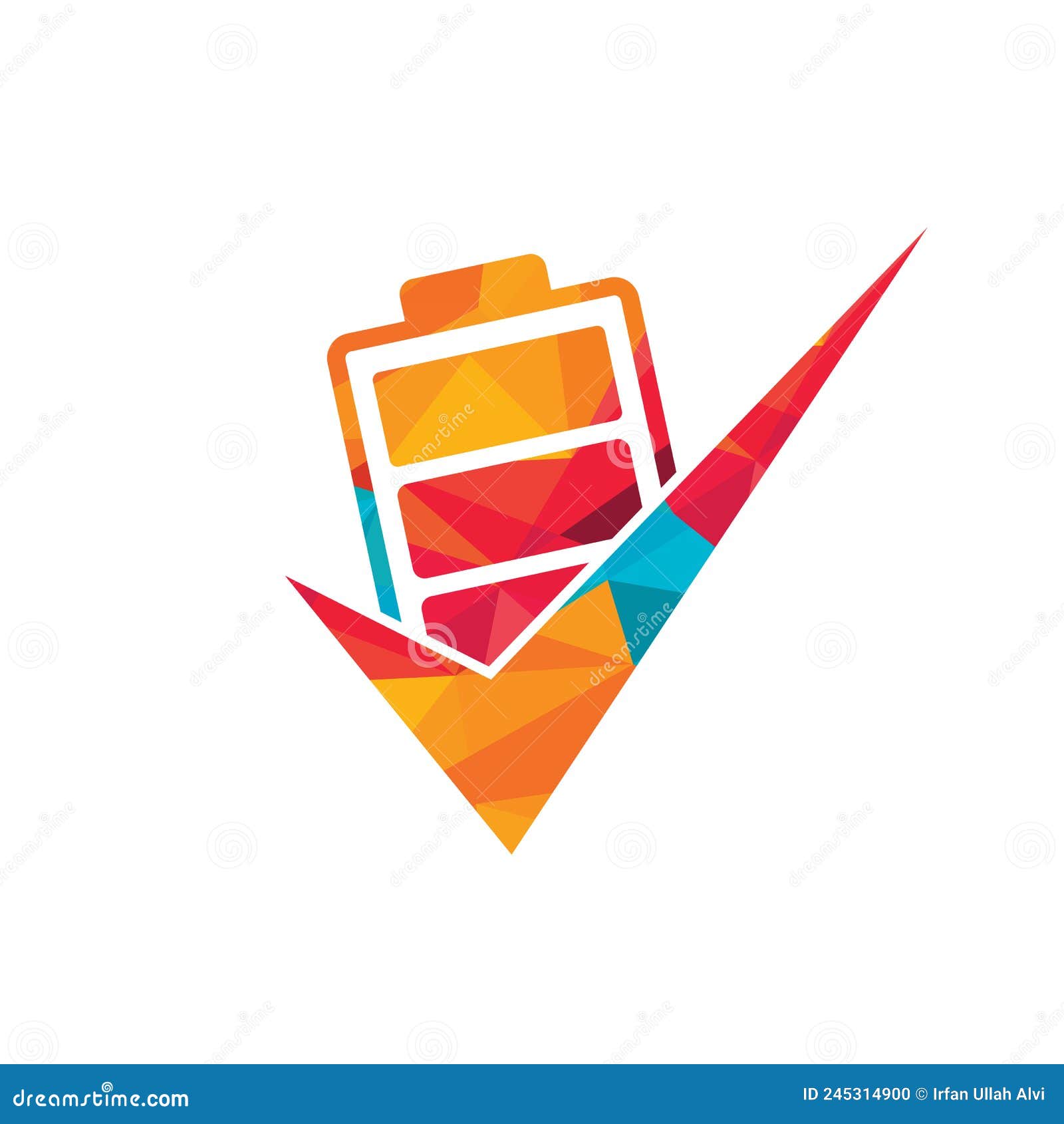 Battery Check Mark Vector Logo Design Template. Vector Illustration of ...
