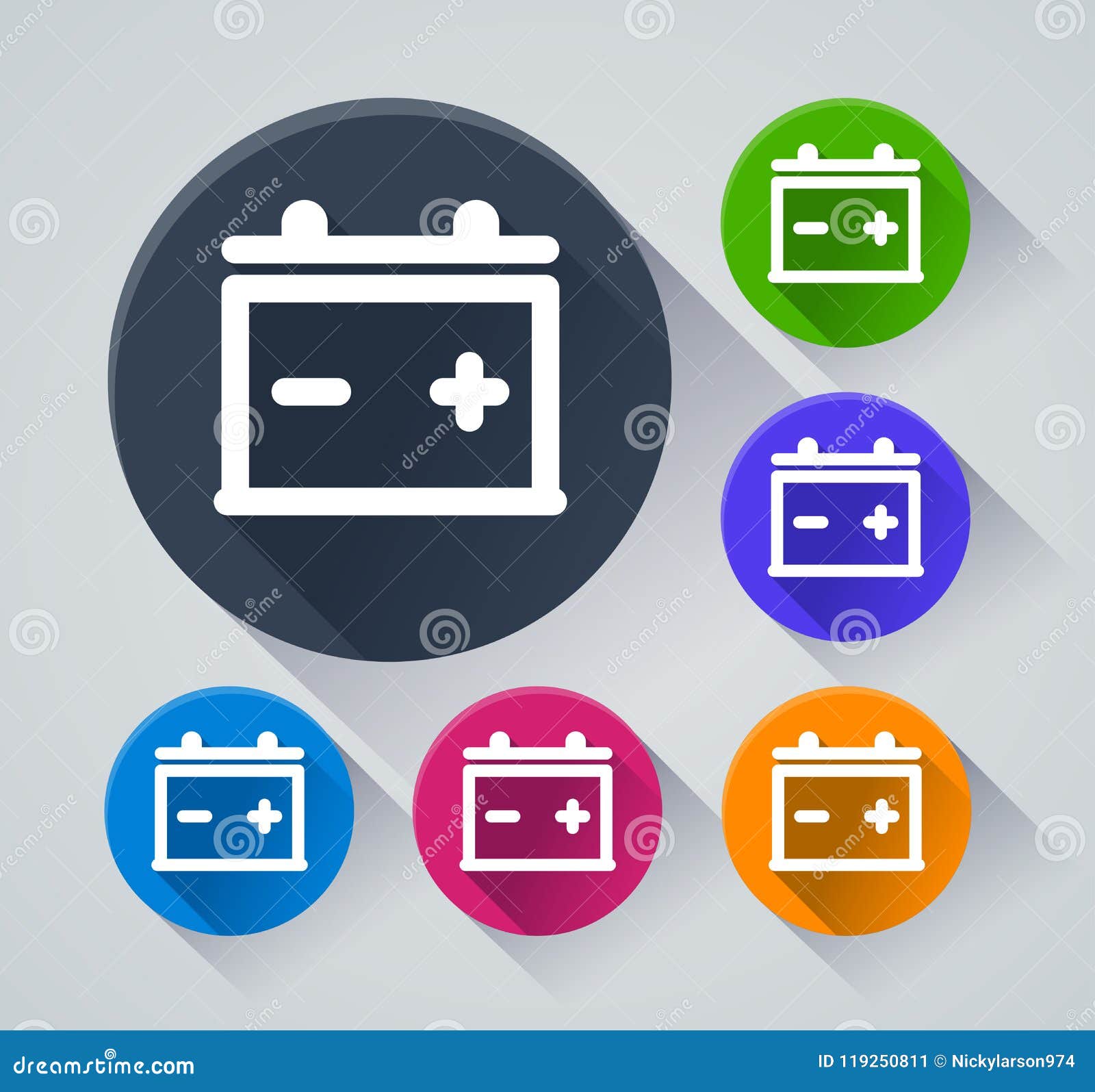 Battery Circle Icons with Shadow Stock Vector - Illustration of vector ...