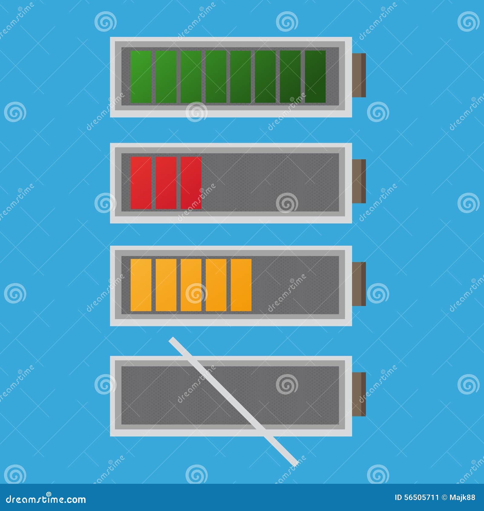 Battery Color Icons with Type Stock Illustration - Illustration of atom ...