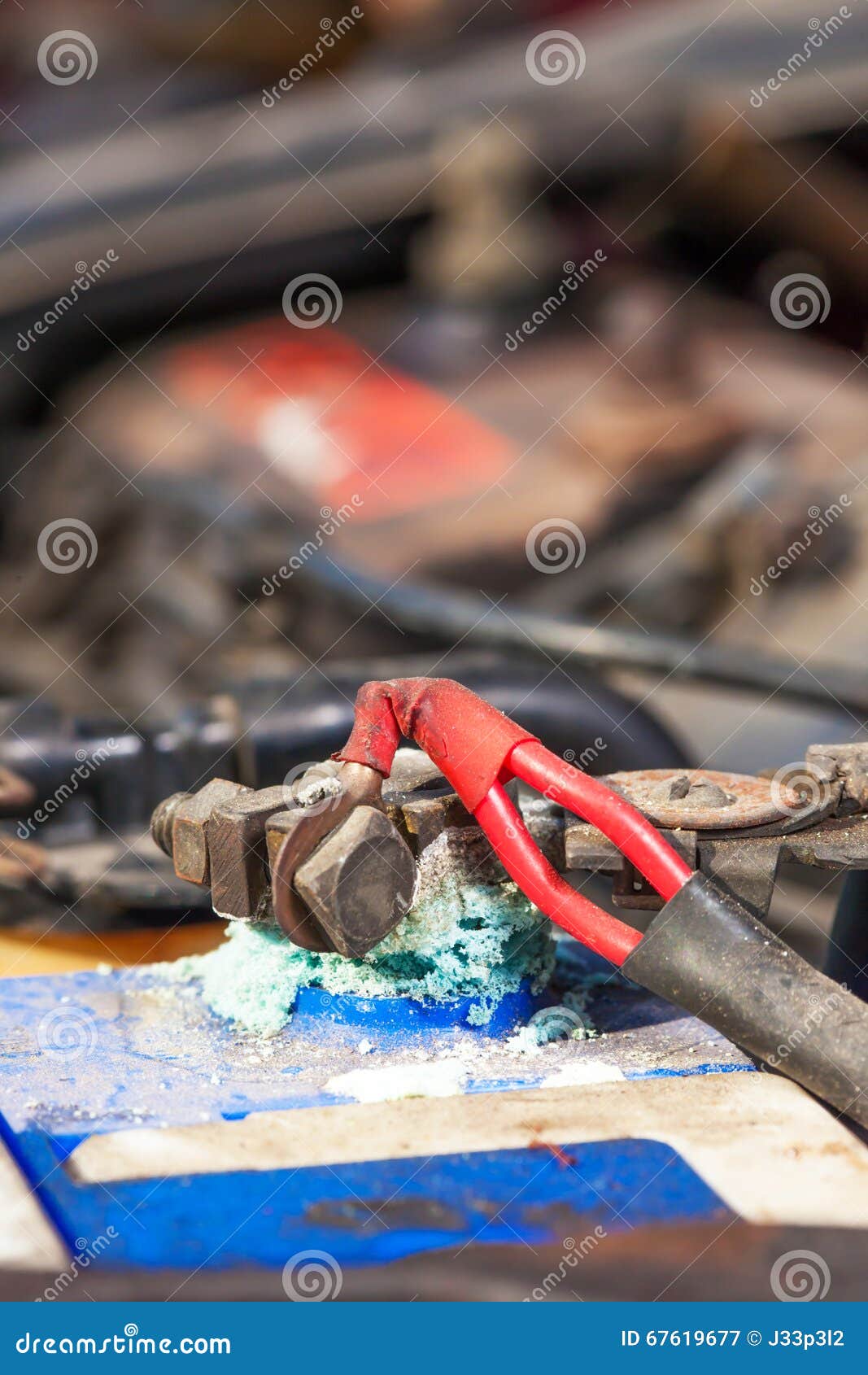 Car Battery Corrosion On Terminal,Dirty Battery Terminals.(Before ...