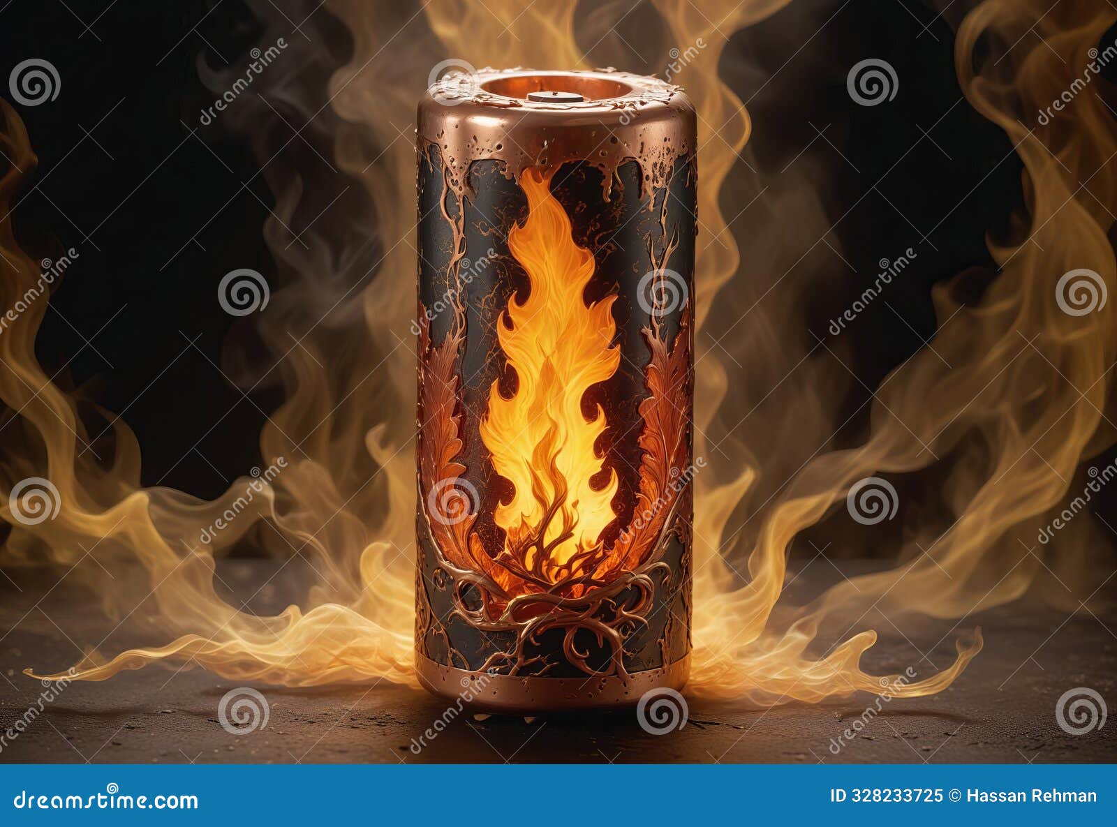 A Battery Cylindrical Cell with Fire Coming Out of it Stock ...