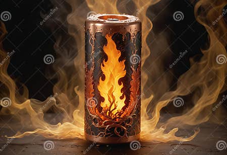 A Battery Cylindrical Cell with Fire Coming Out of it Stock ...