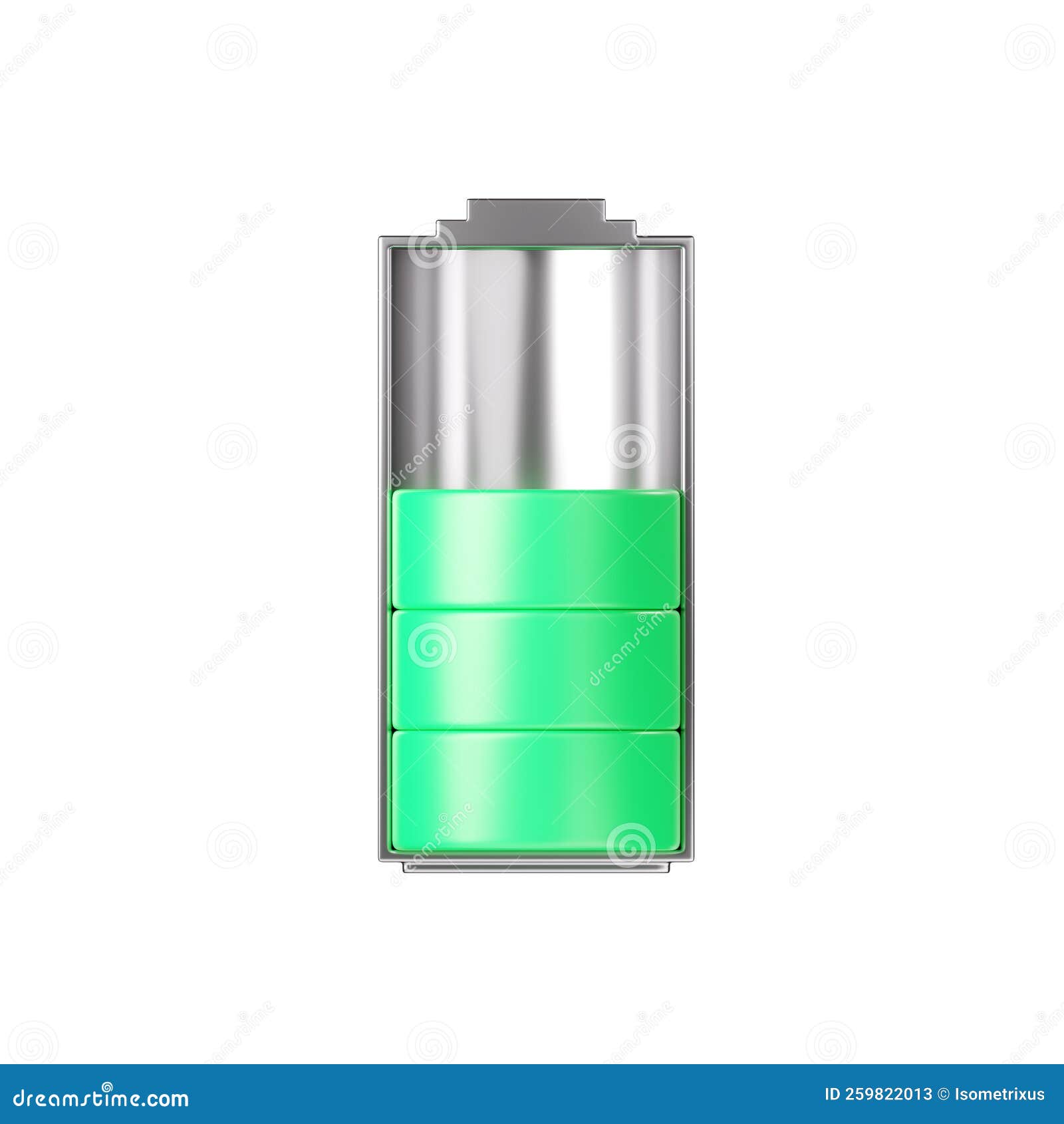 Battery 3d Icon - Medium Level Capacity, Energy Storage. Power Charge ...
