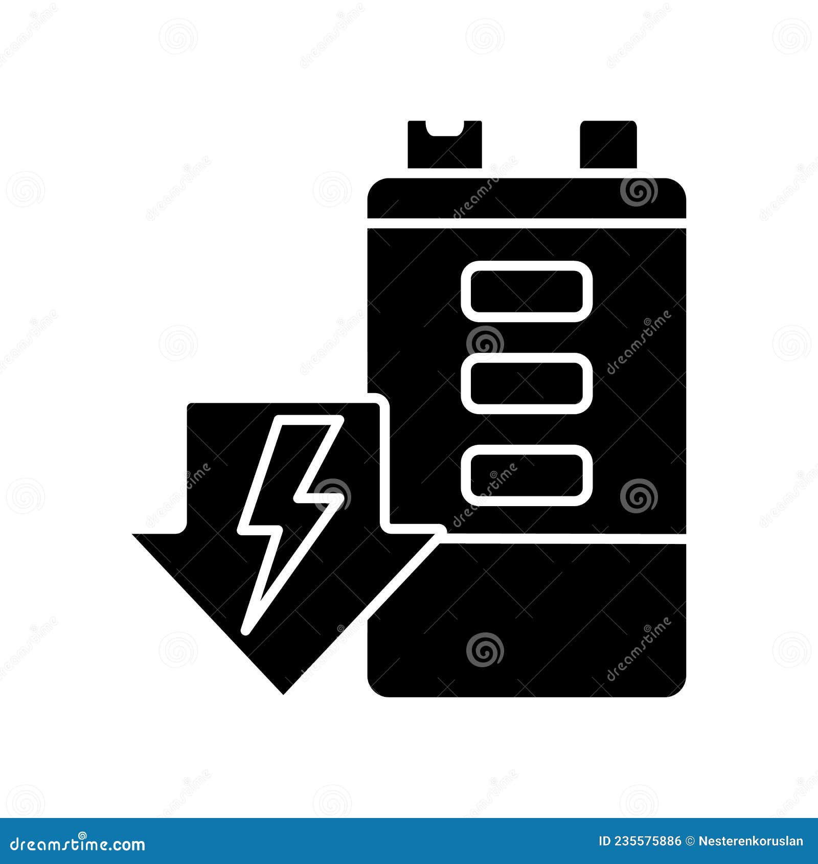 Battery Discharging Black Glyph Icon Stock Vector - Illustration of ...
