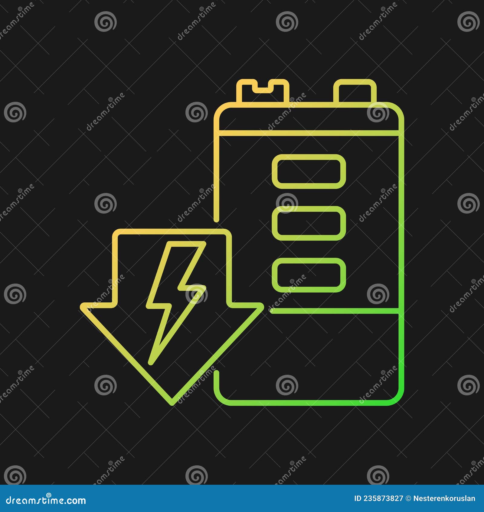 Battery Discharging Gradient Vector Icon For Dark Theme | CartoonDealer ...