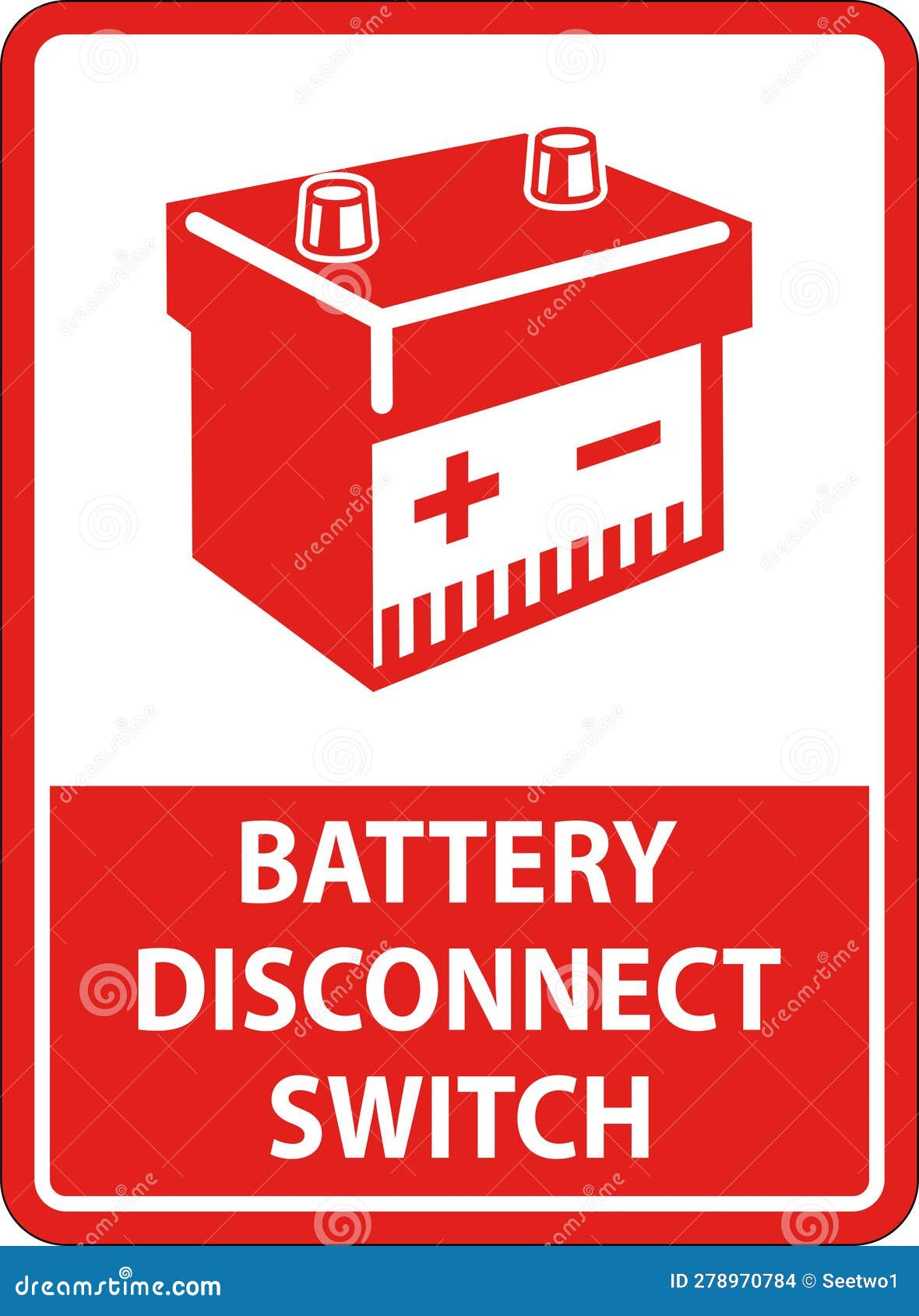 Battery Disconnect Switch Sign on White Background Stock Vector ...