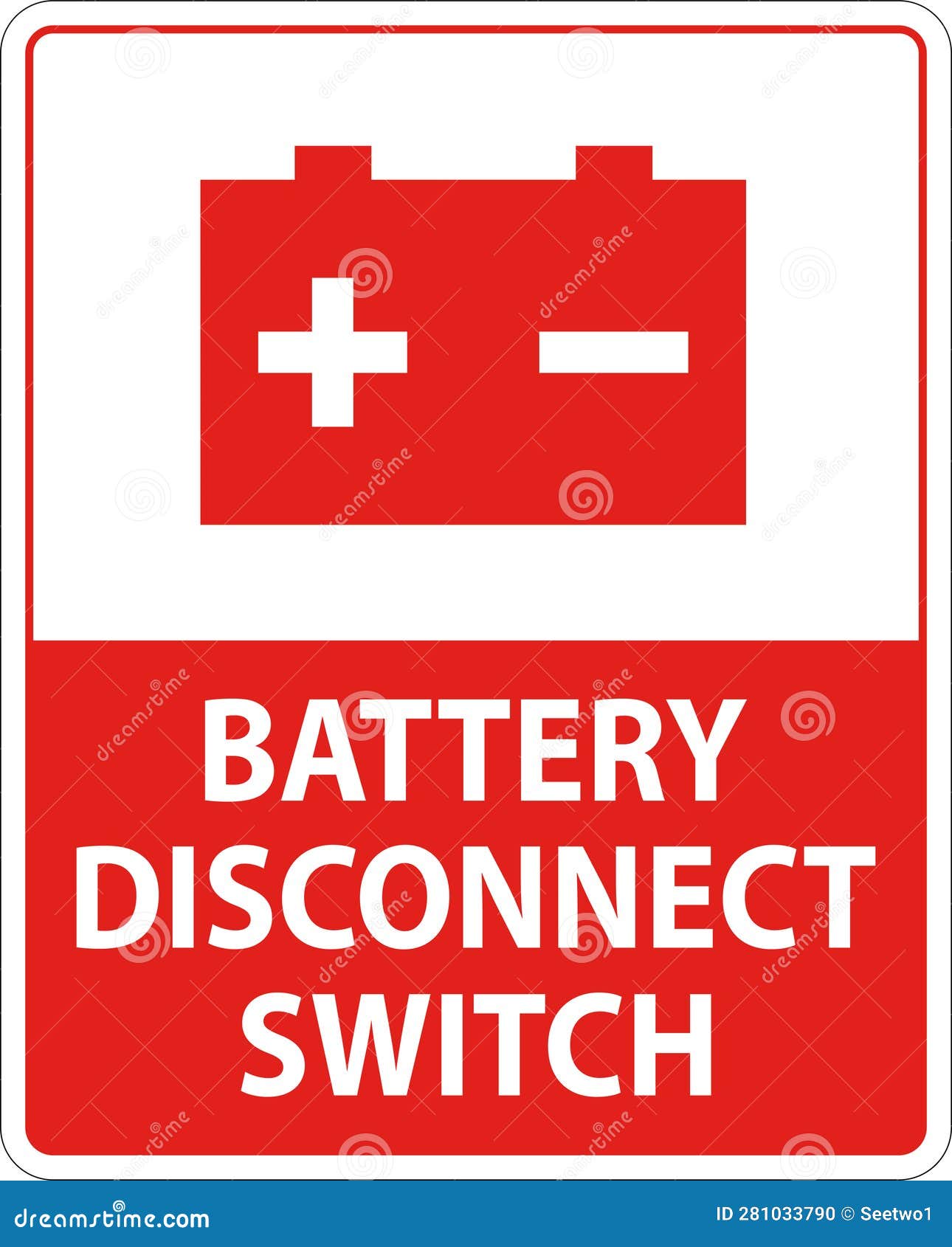 Battery Disconnect Switch Sign on White Background Stock Vector ...