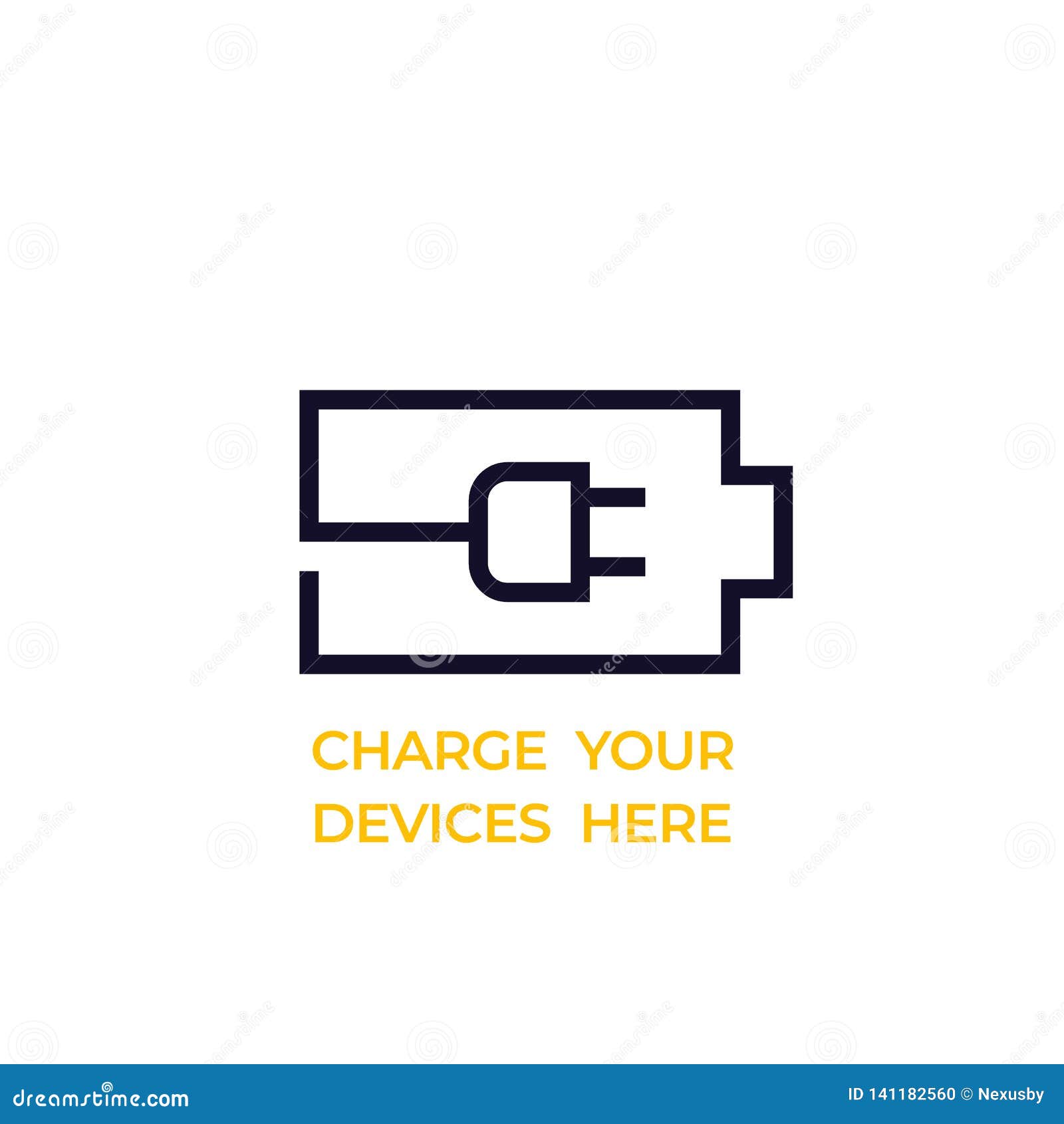 Battery and Electric Plug Charge Your Devices Here Stock Vector ...