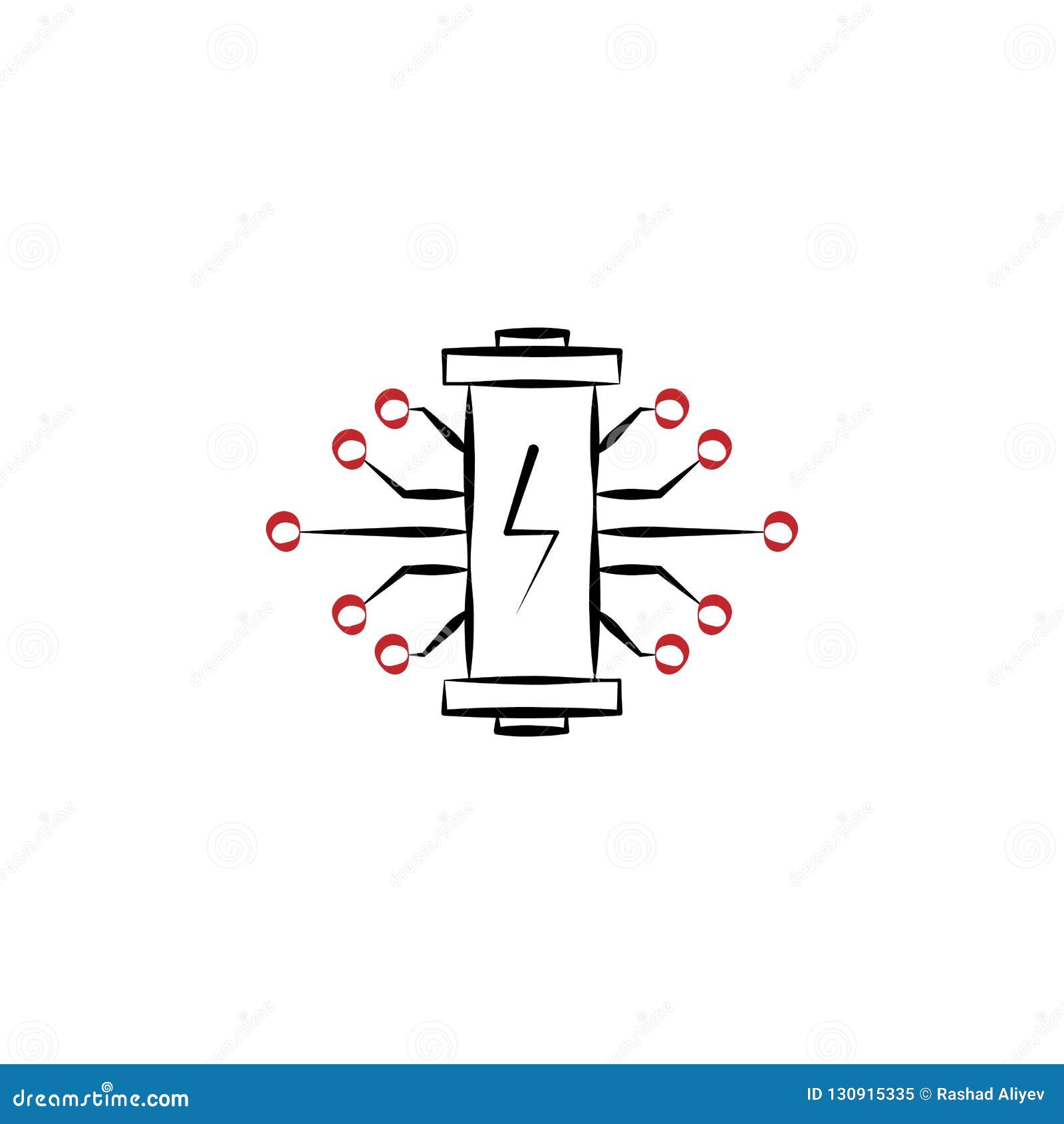 Battery Electronics 2 Colored Hand Drawn Icon. Electronics Colored ...