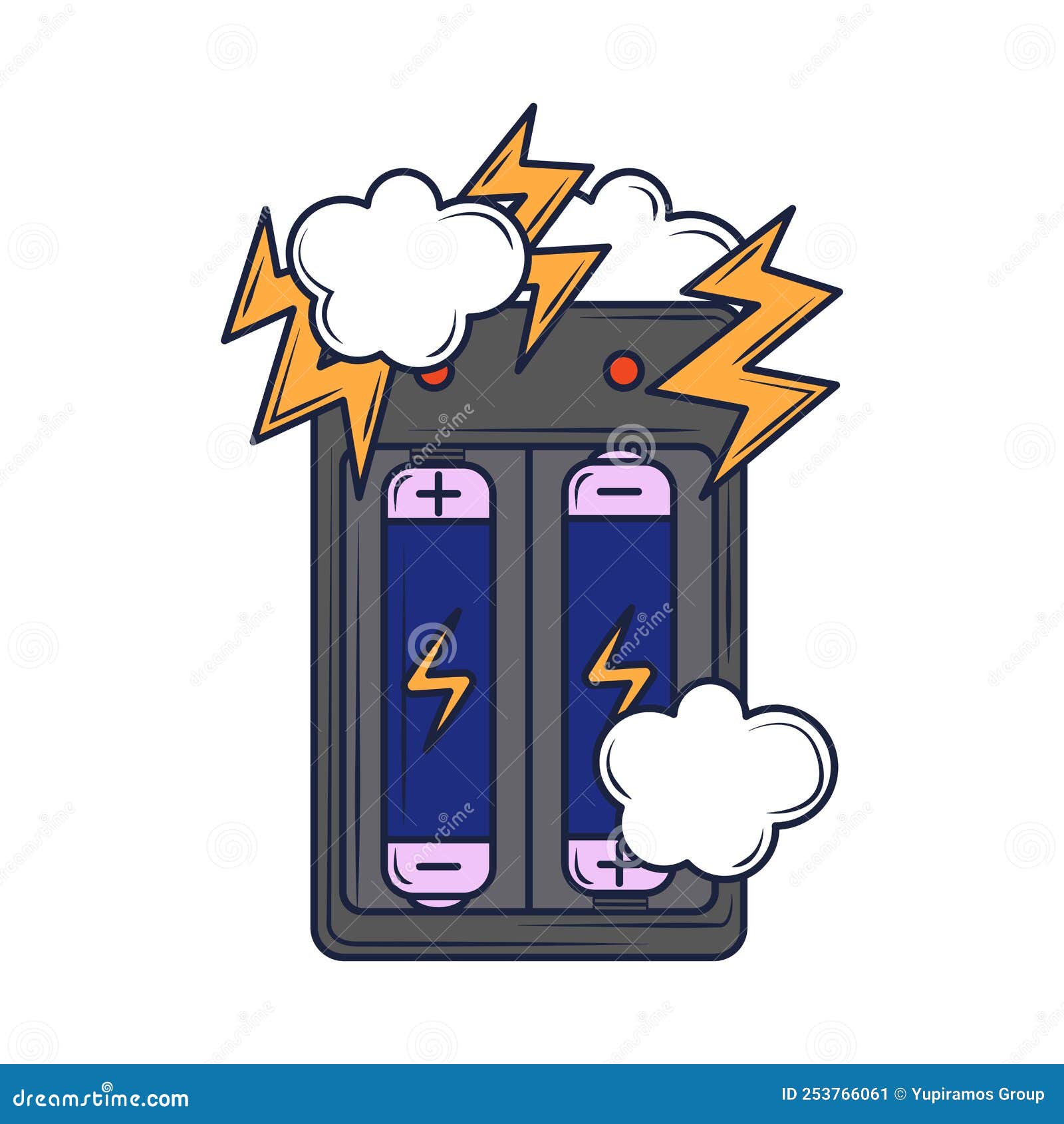 Battery emergency damage stock vector. Illustration of power - 253766061