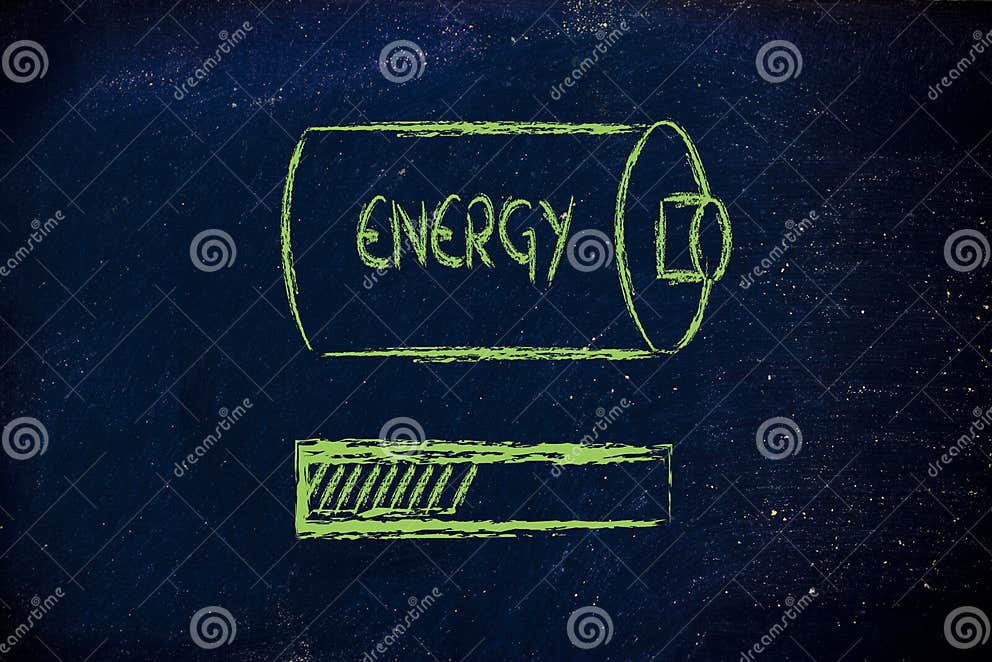 Battery with Energy Progress Bar Loading Stock Image - Image of power ...