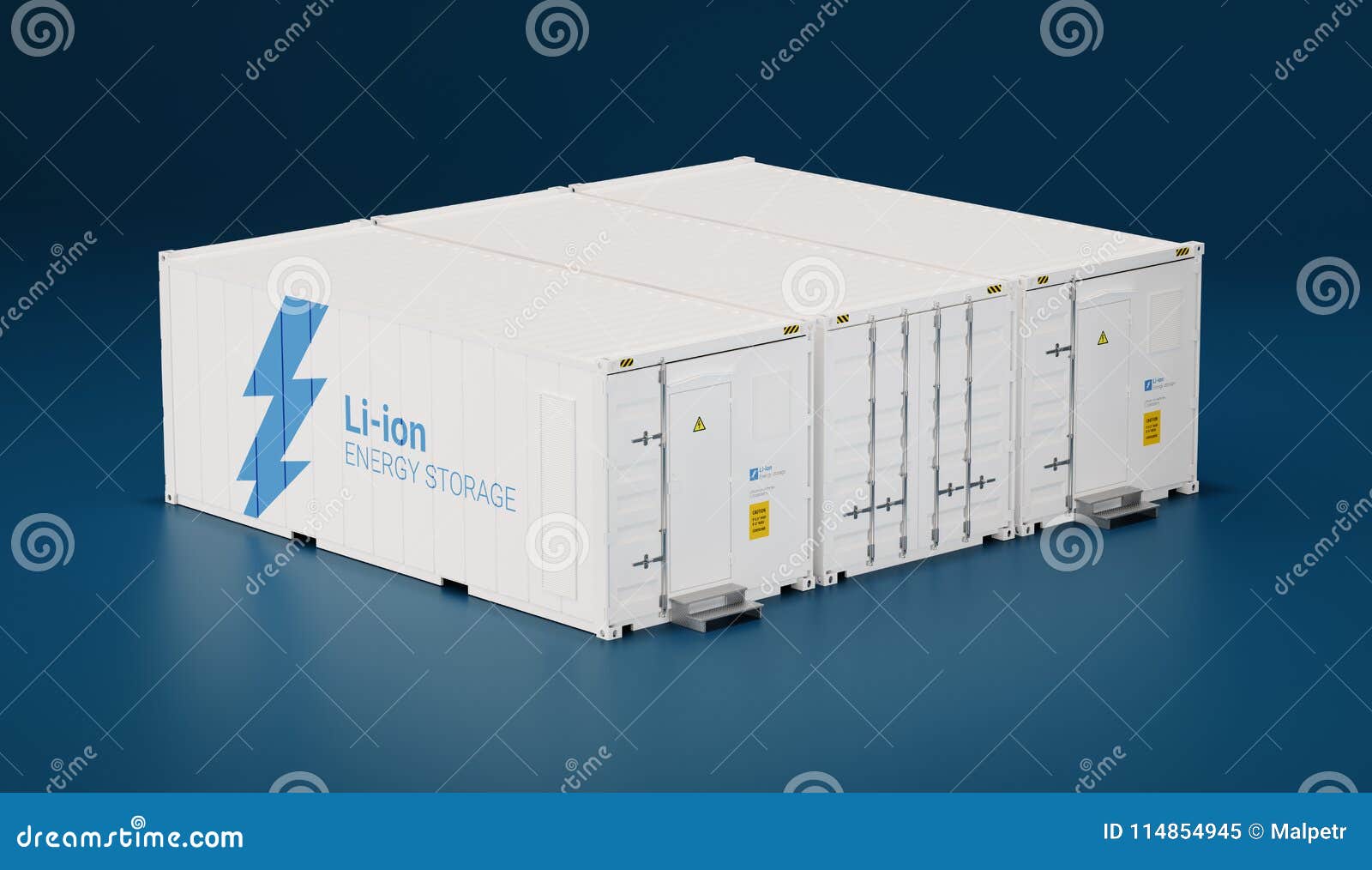 Battery Energy Storage Facility Made of Shipping Containers. 3d Stock ...