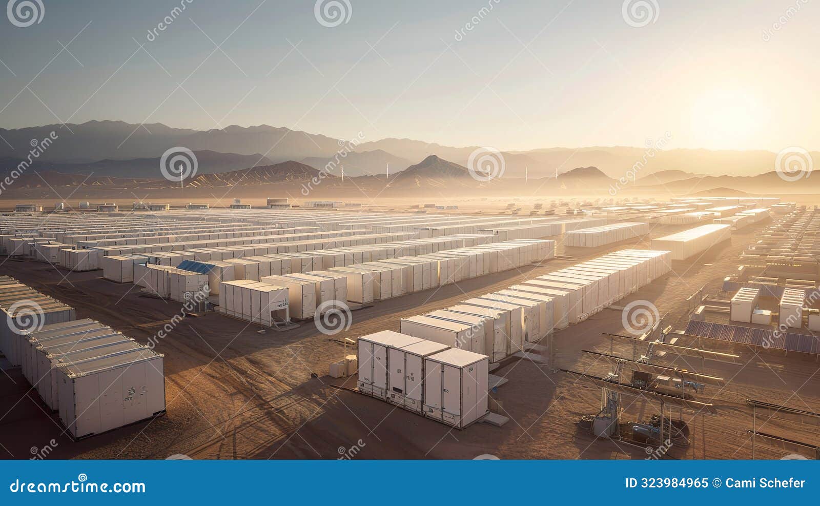 Battery Energy Storage Facility at Sunrise Stock Image - Image of ...