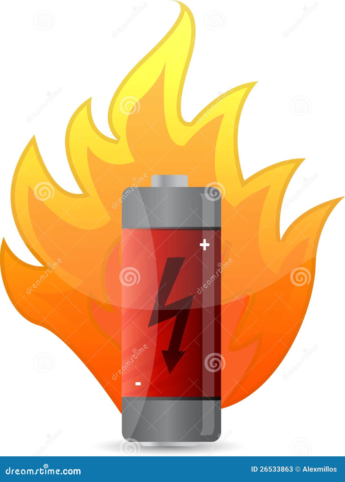 Battery on Fire Illustration Design Stock Illustration - Illustration ...