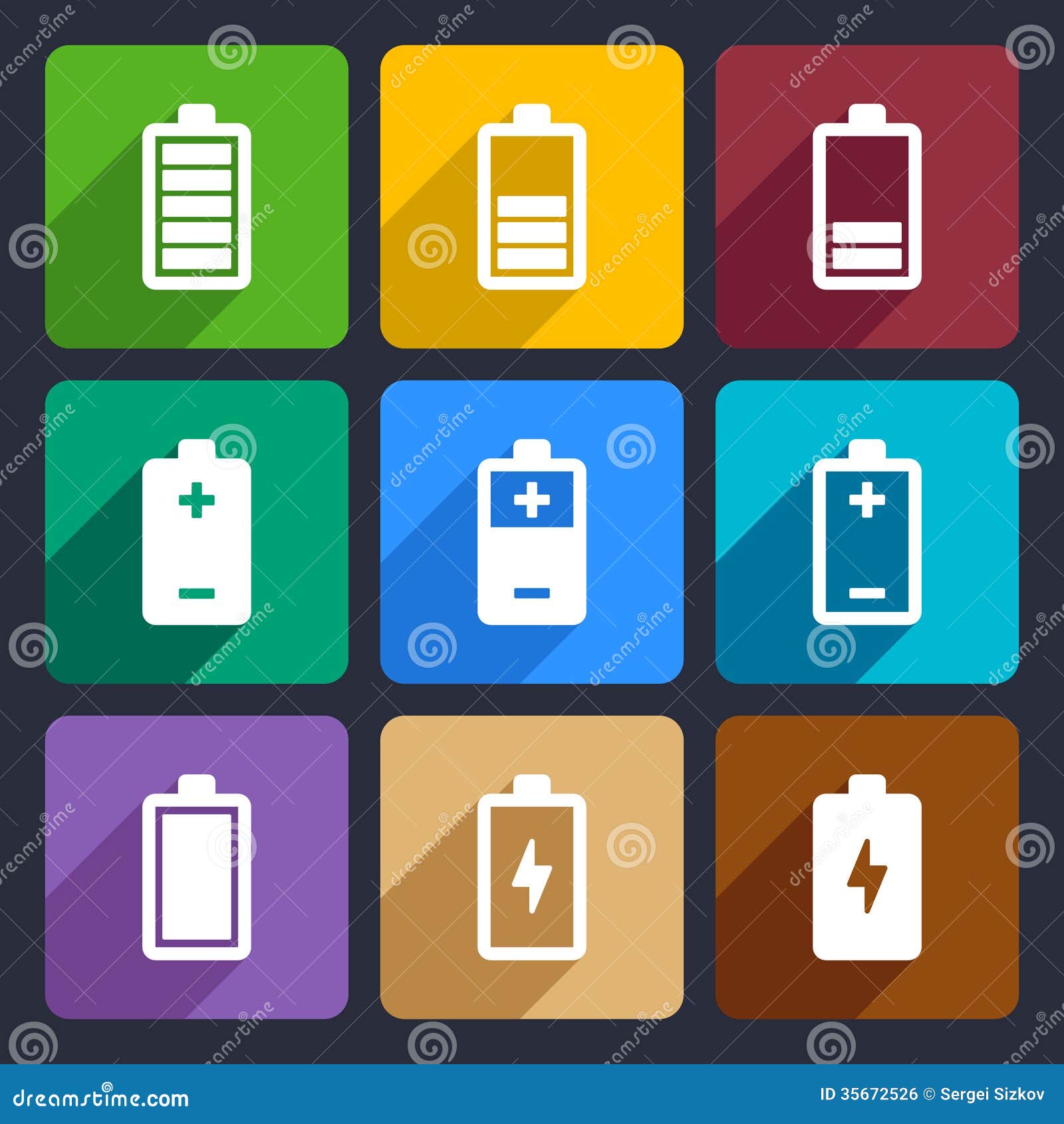 Battery flat icons set 22 stock vector. Illustration of acid - 35672526