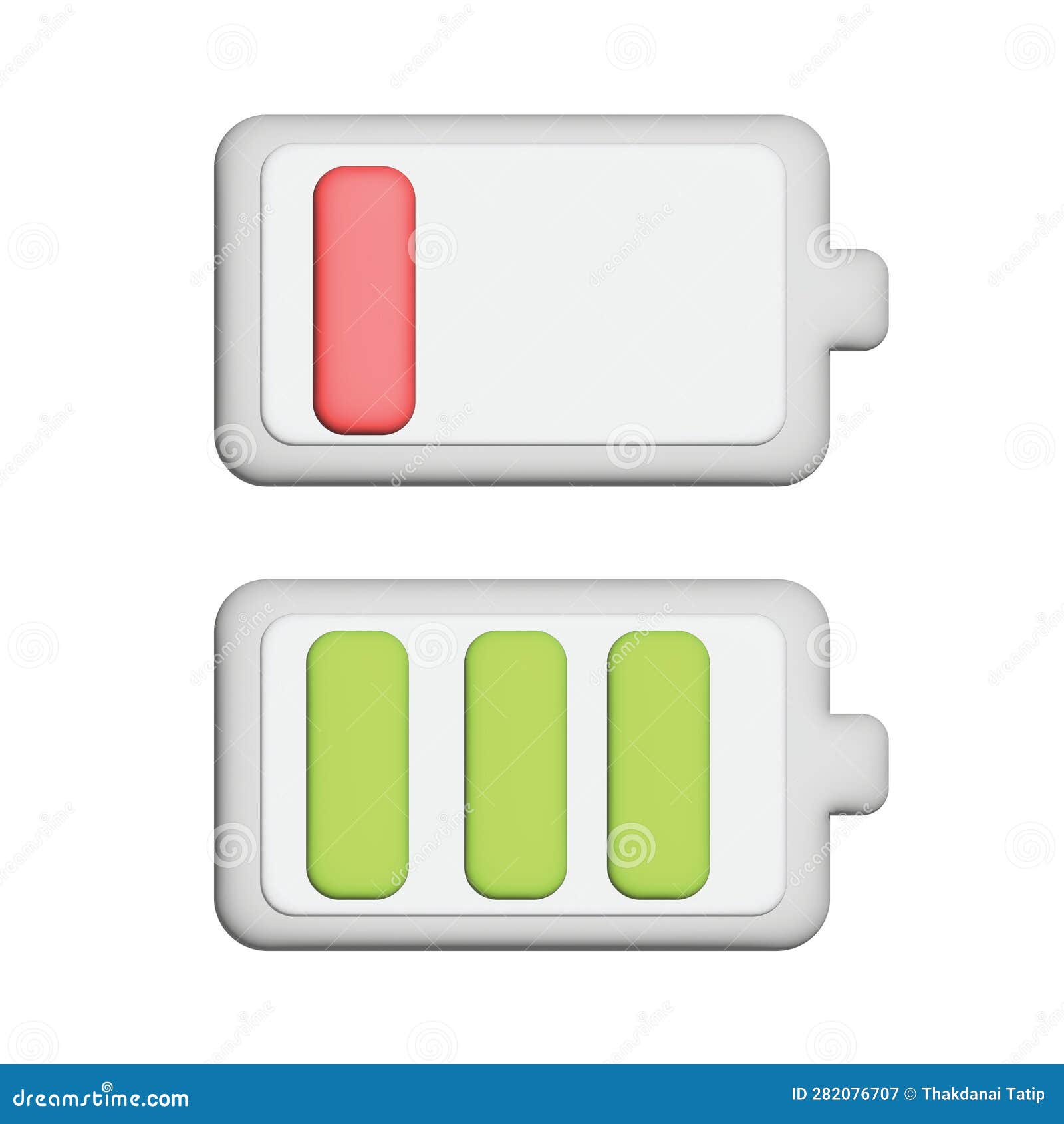 Battery is Full and Low 3d Icon Set Stock Vector - Illustration of ...