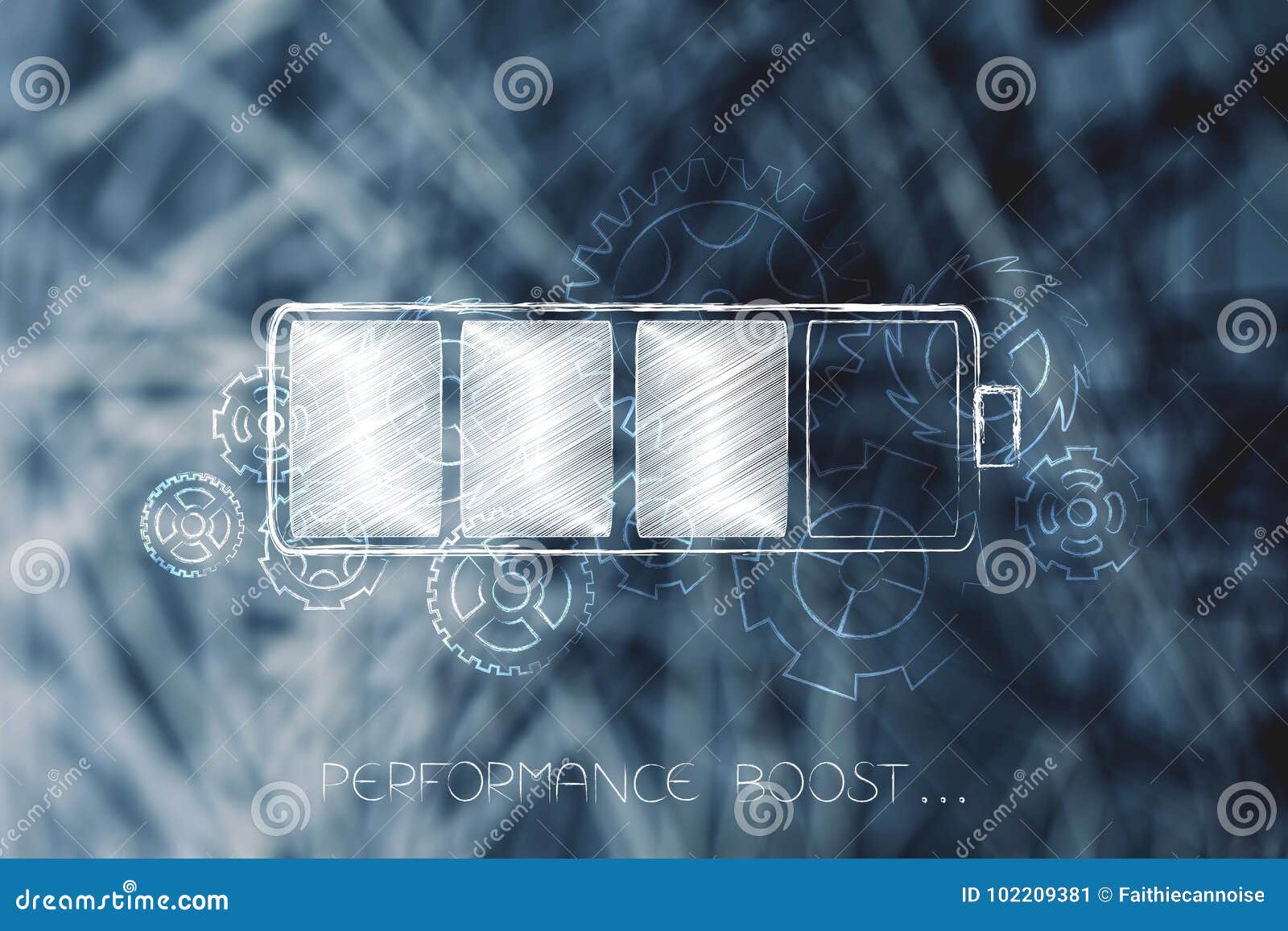 Battery with Gearwheels Overlay Over Unfocused Digital Network B Stock ...