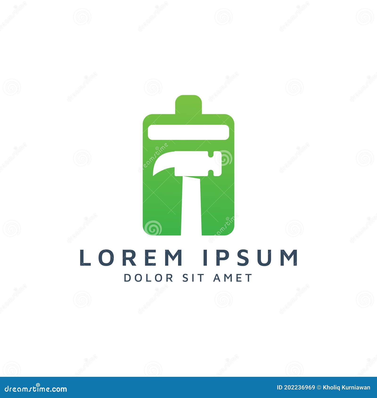 Battery and Hammer Negative Space Logo Design Stock Vector ...