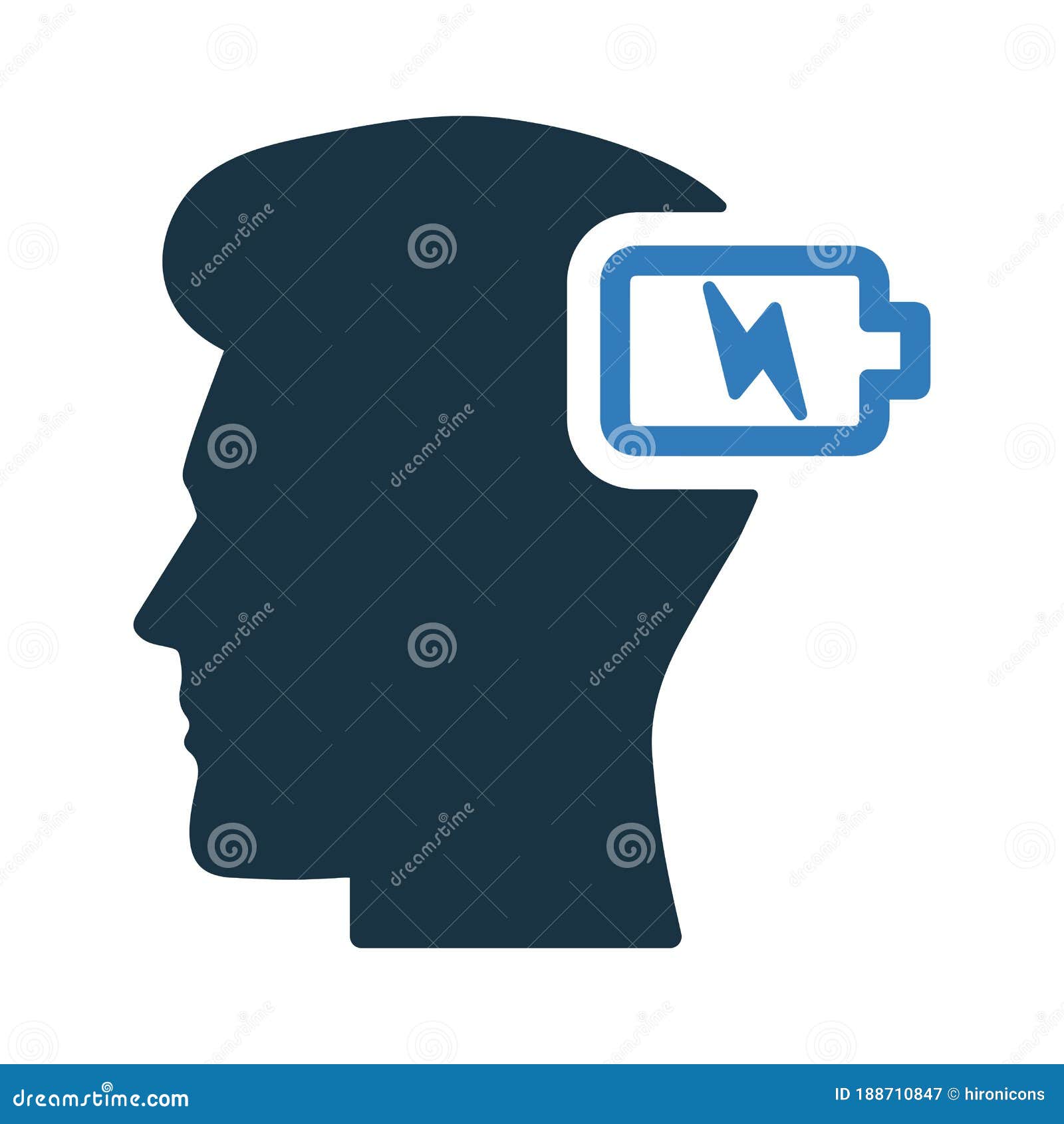 Battery on Head Icon, Brain Refresh Stock Vector - Illustration of ...