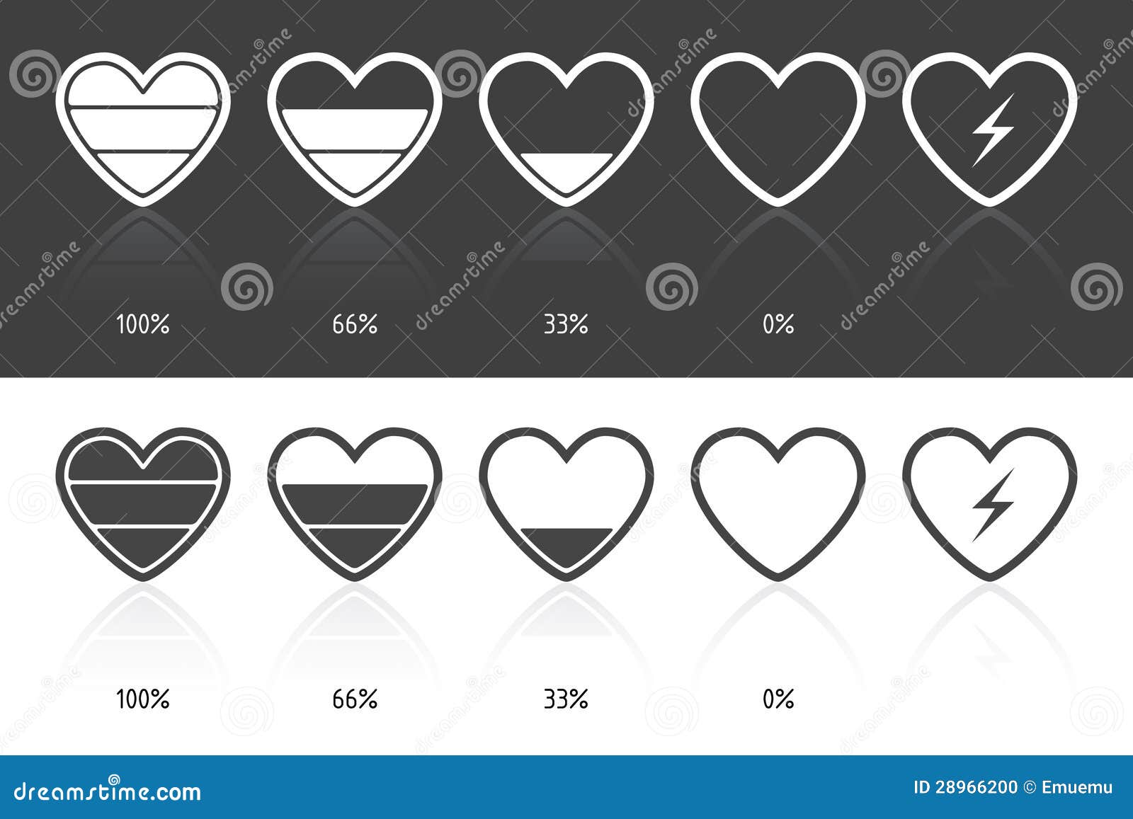 Battery heart stock vector. Illustration of full, empty - 28966200