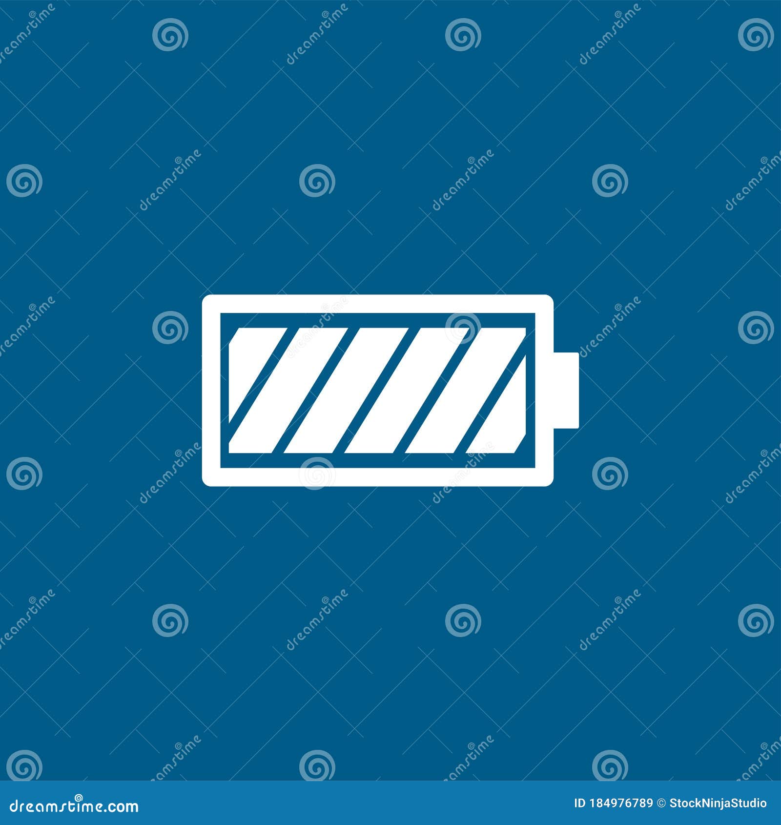 Battery Icon on Blue Background. Blue Flat Style Vector Illustration ...