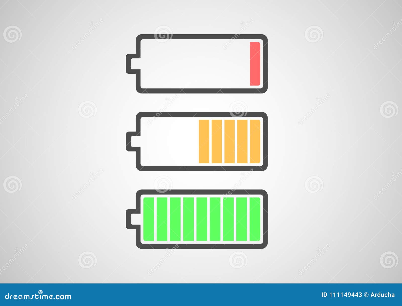 Battery Icon Condition Full Medium Empty Stock Vector - Illustration of ...