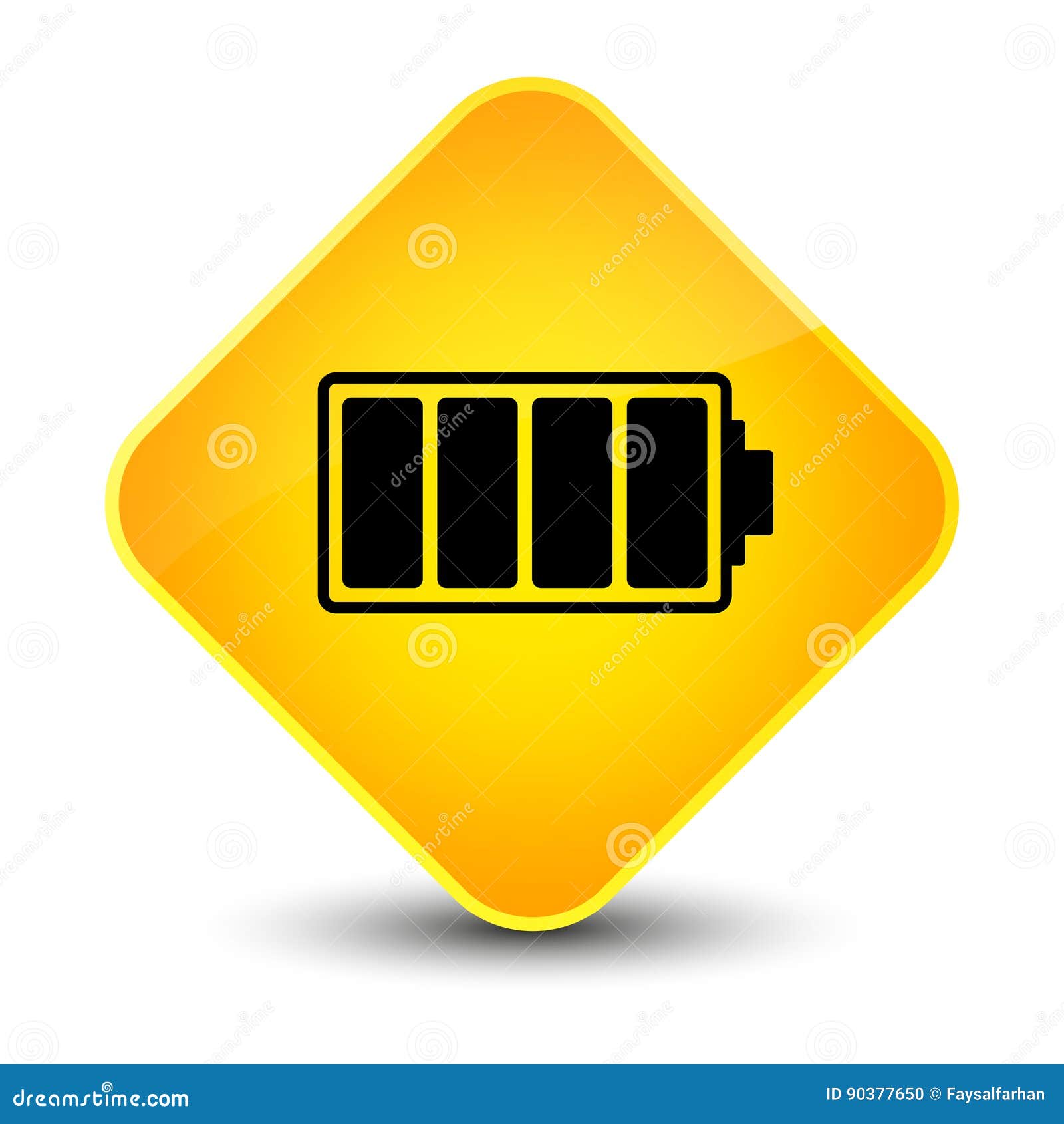 Battery Icon Elegant Yellow Diamond Button Stock Illustration ...