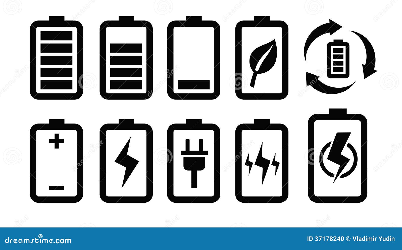 Battery Icon Set. Battery Capacity Icon. Battery Percentage Level Signs ...