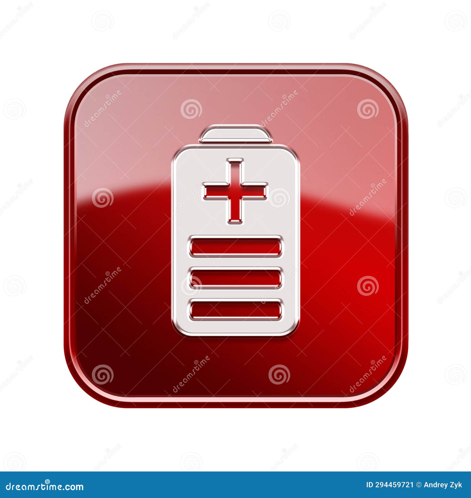 Battery icon glossy red. stock illustration. Illustration of button ...