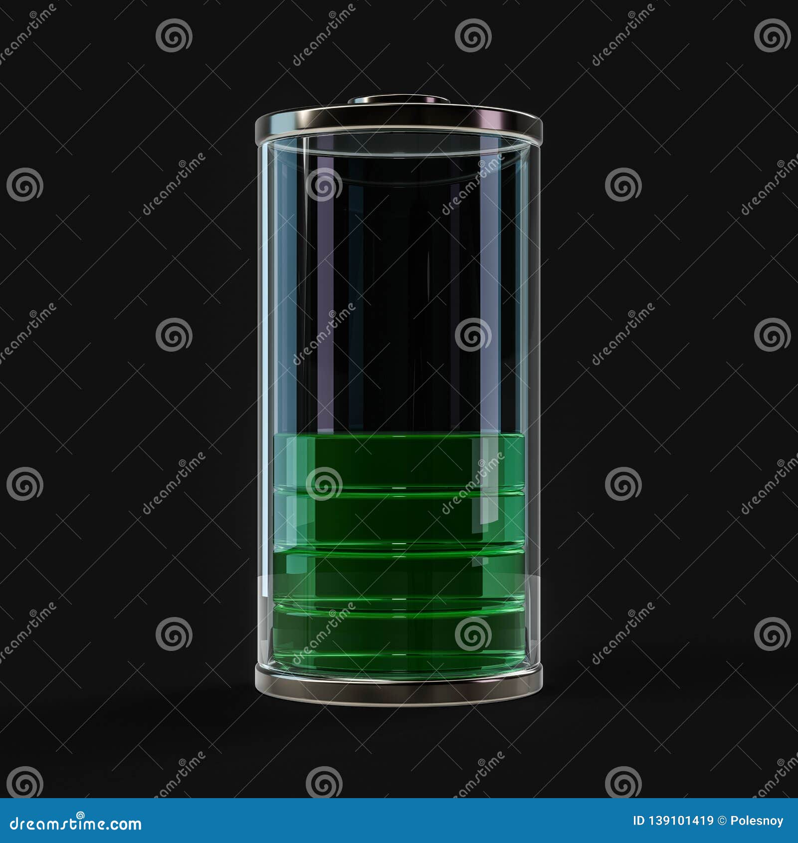 Battery Icon with Green Charge Indicator. 3D Stock Illustration ...