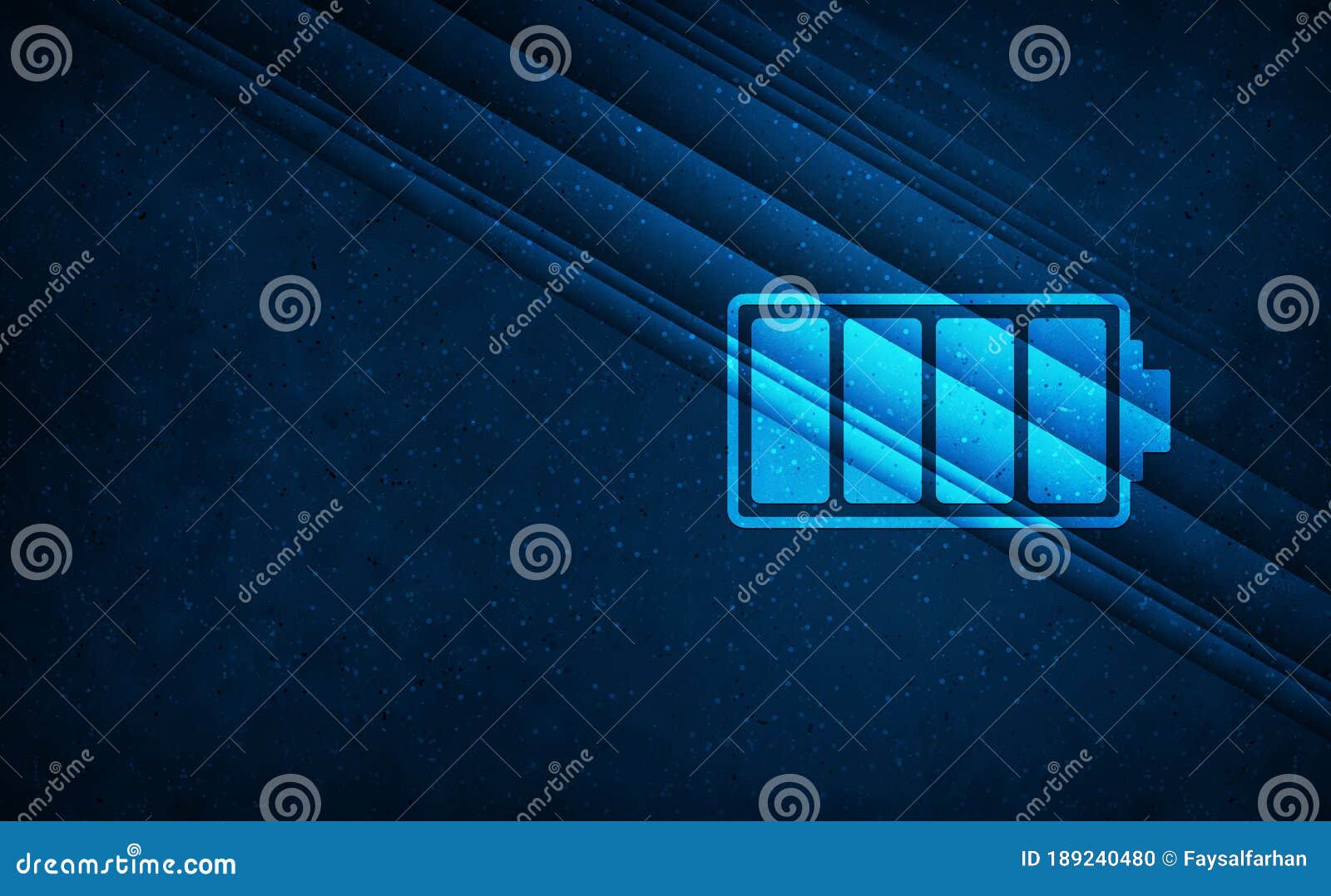 Battery Icon Natural Sky Light Abstract Dark Blue Background Stripes ...