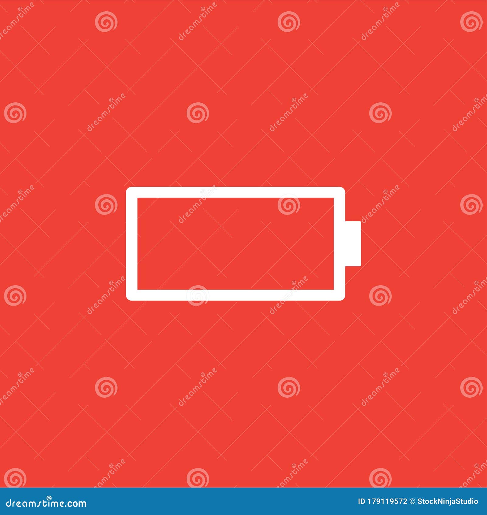 Battery Icon on Red Background. Red Flat Style Vector Illustration ...