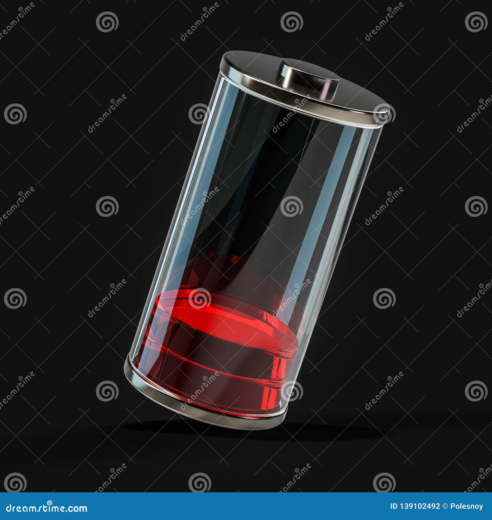 Battery Icon with Red Charge Indicator. 3D Stock Illustration ...