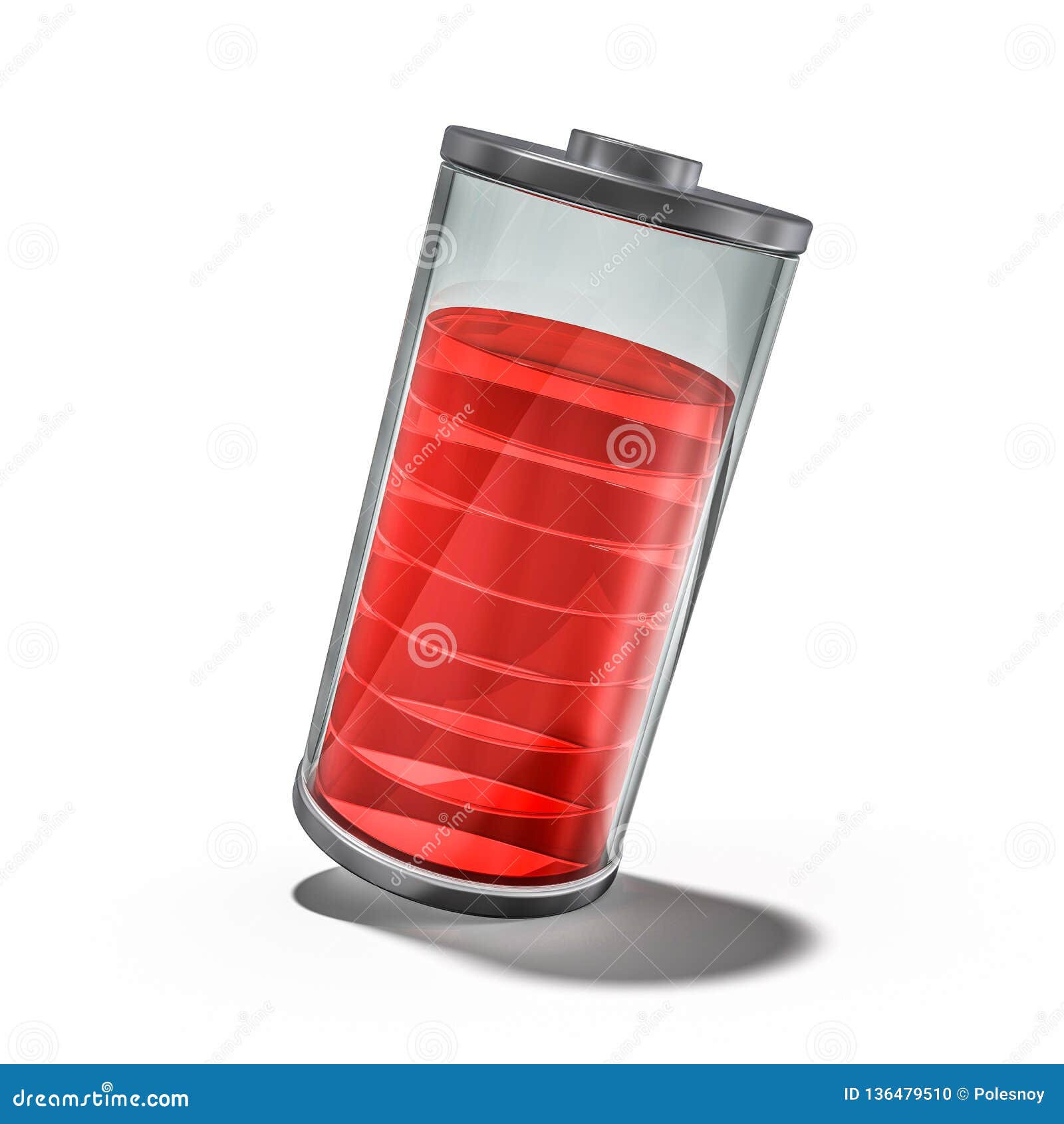 Battery Icon with Red Charge Indicator. 3D Stock Illustration ...