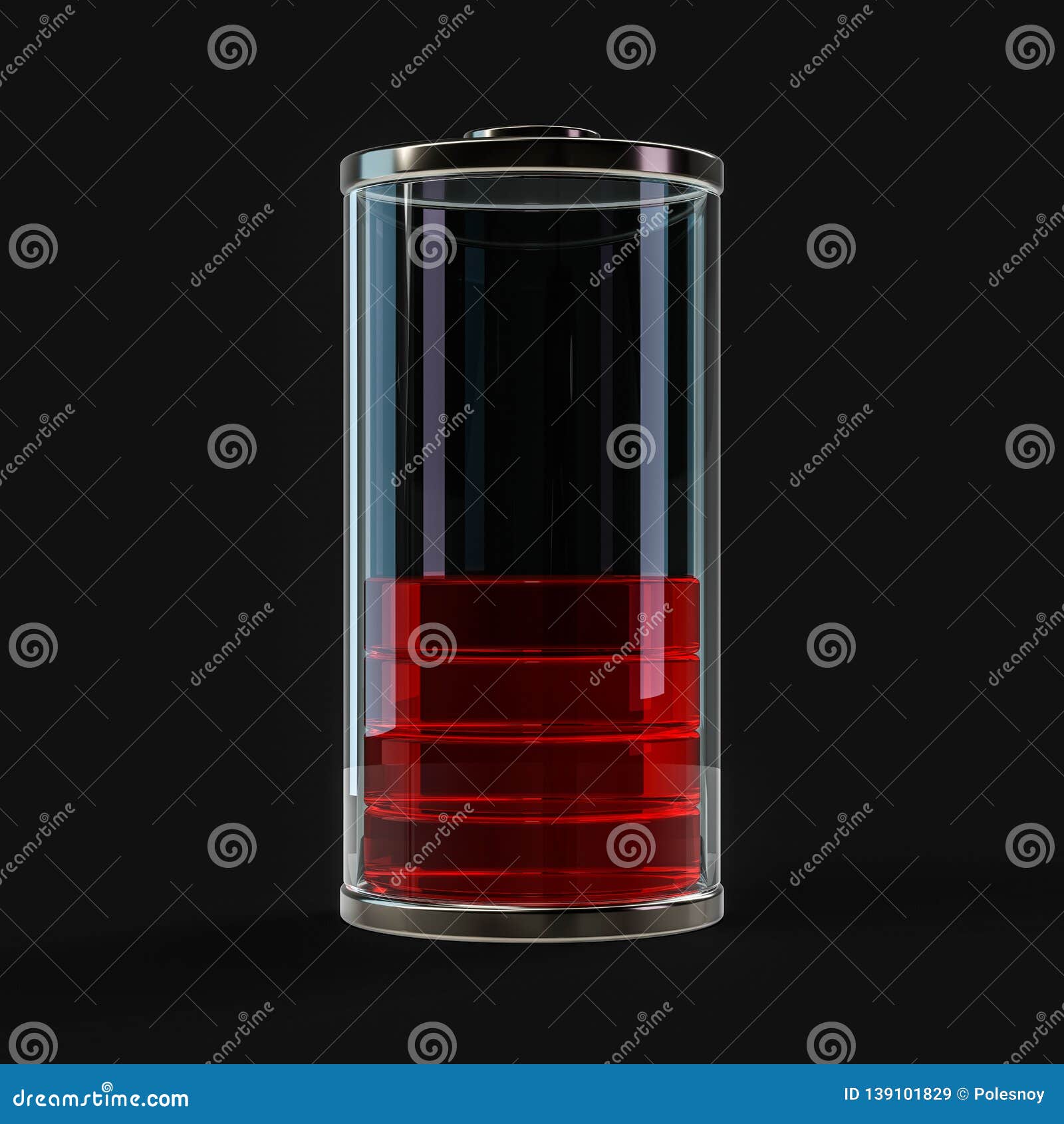 Battery Icon with Red Charge Indicator. 3D Stock Illustration ...