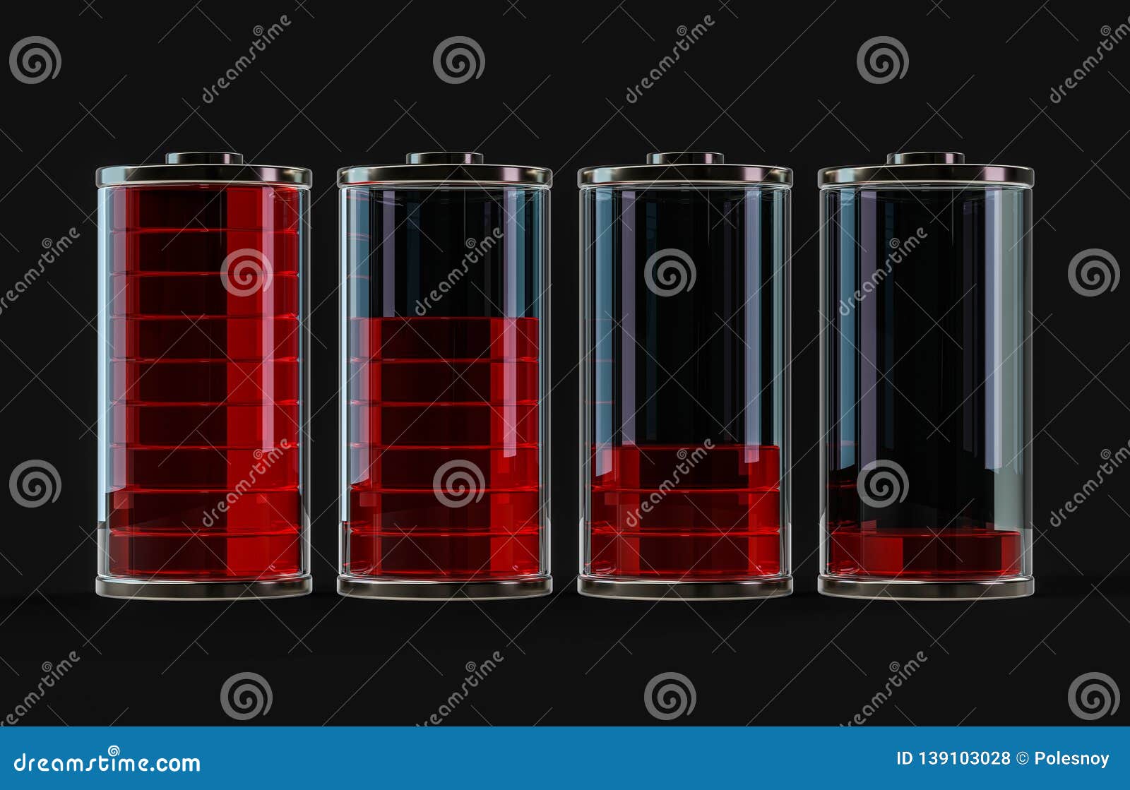 Battery Icon with Red Charge Indicator. 3D Stock Illustration ...