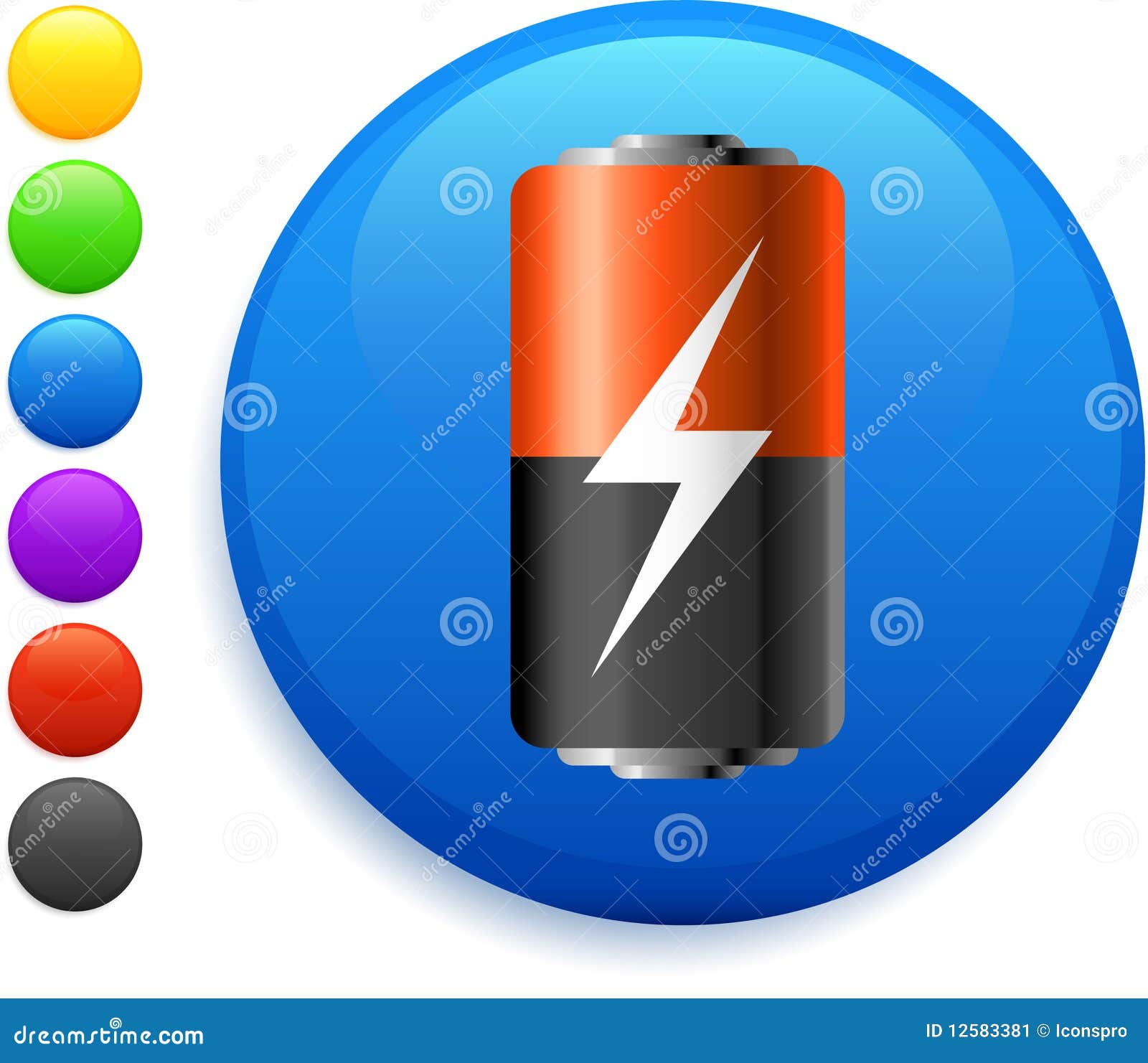 Battery Icon on Round Internet Button Stock Illustration - Illustration ...