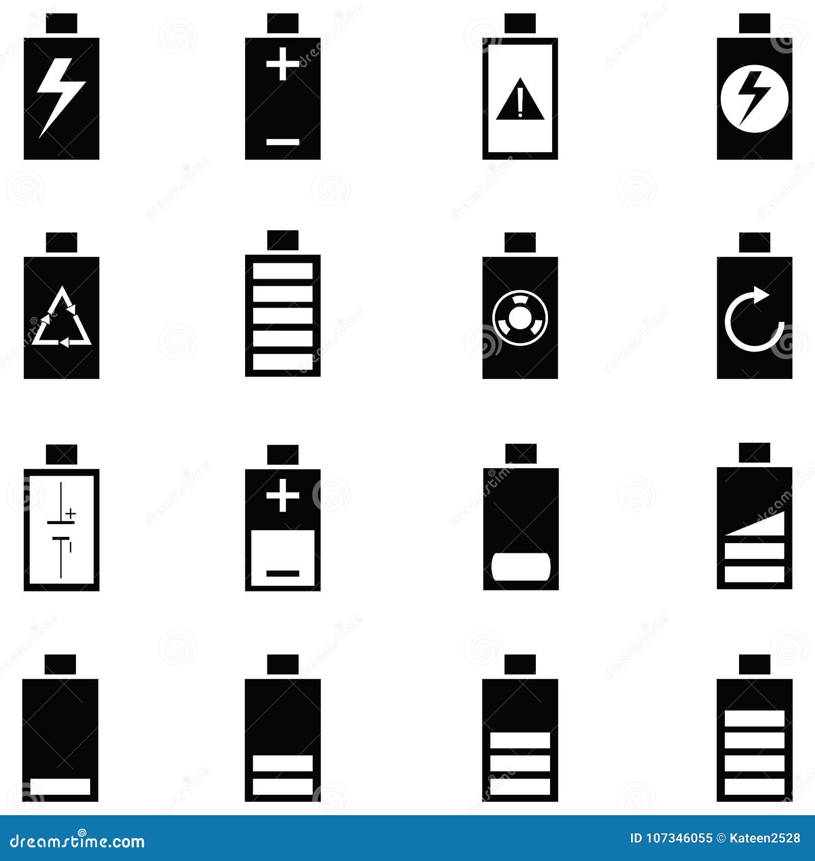 Battery icon set stock vector. Illustration of generation - 107346055