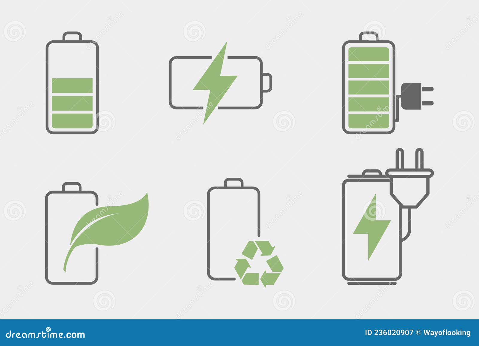 Rechargeable Battery Icon Set. Flat Style. Isolated on White Background ...