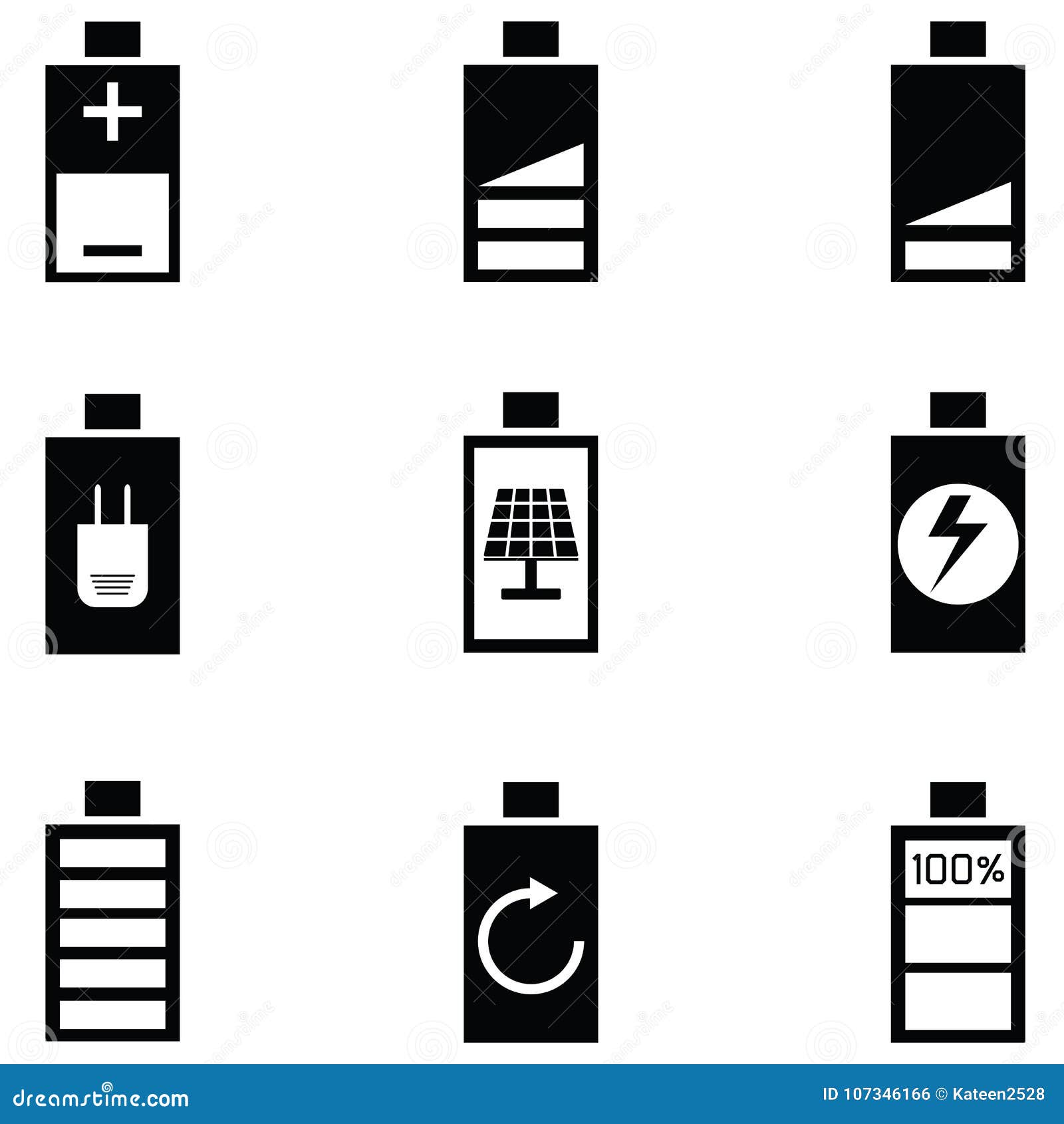 Battery icon set stock vector. Illustration of generation - 107346166