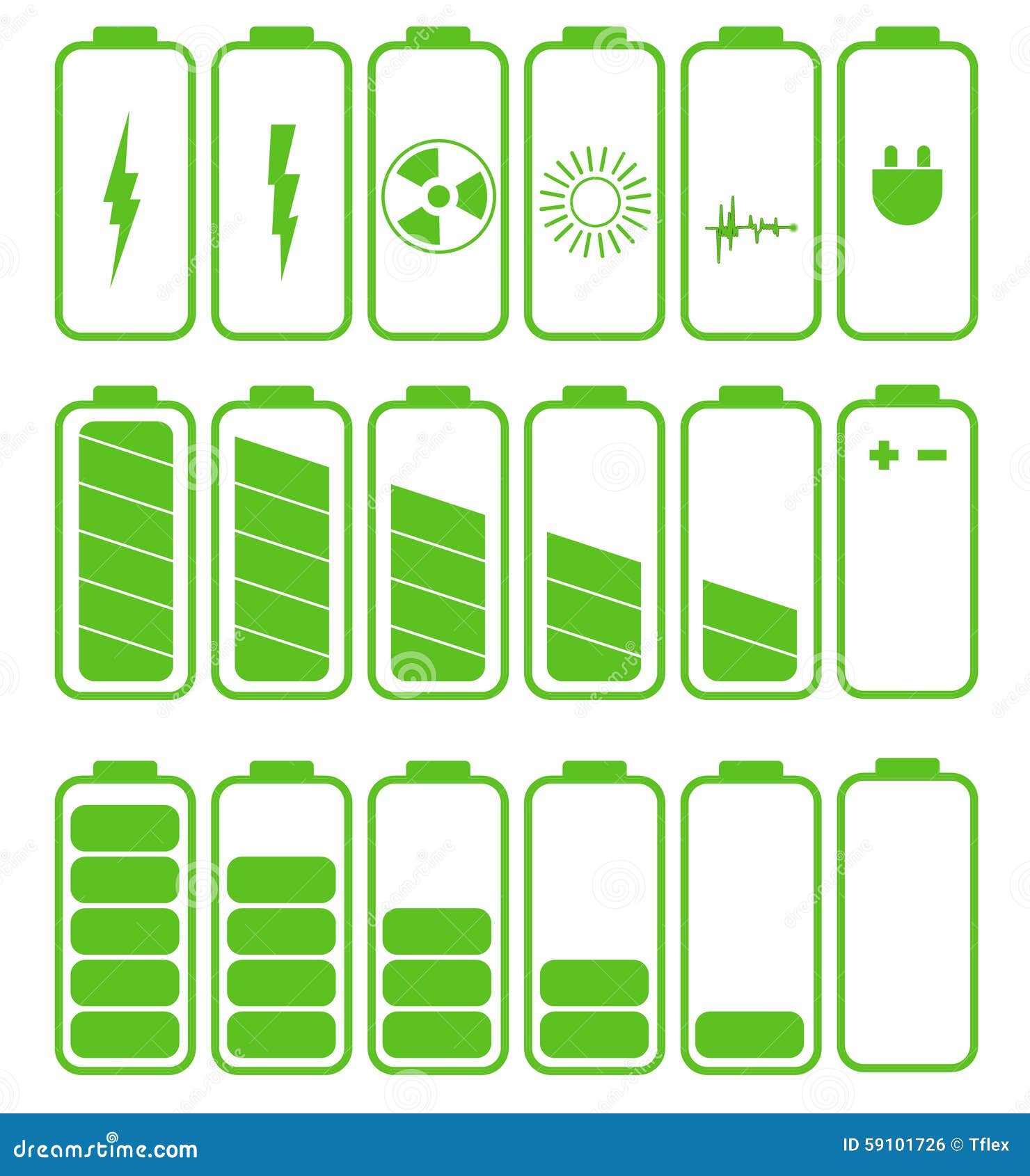Battery Icon Set .Set of Battery Charge Level Stock Vector ...