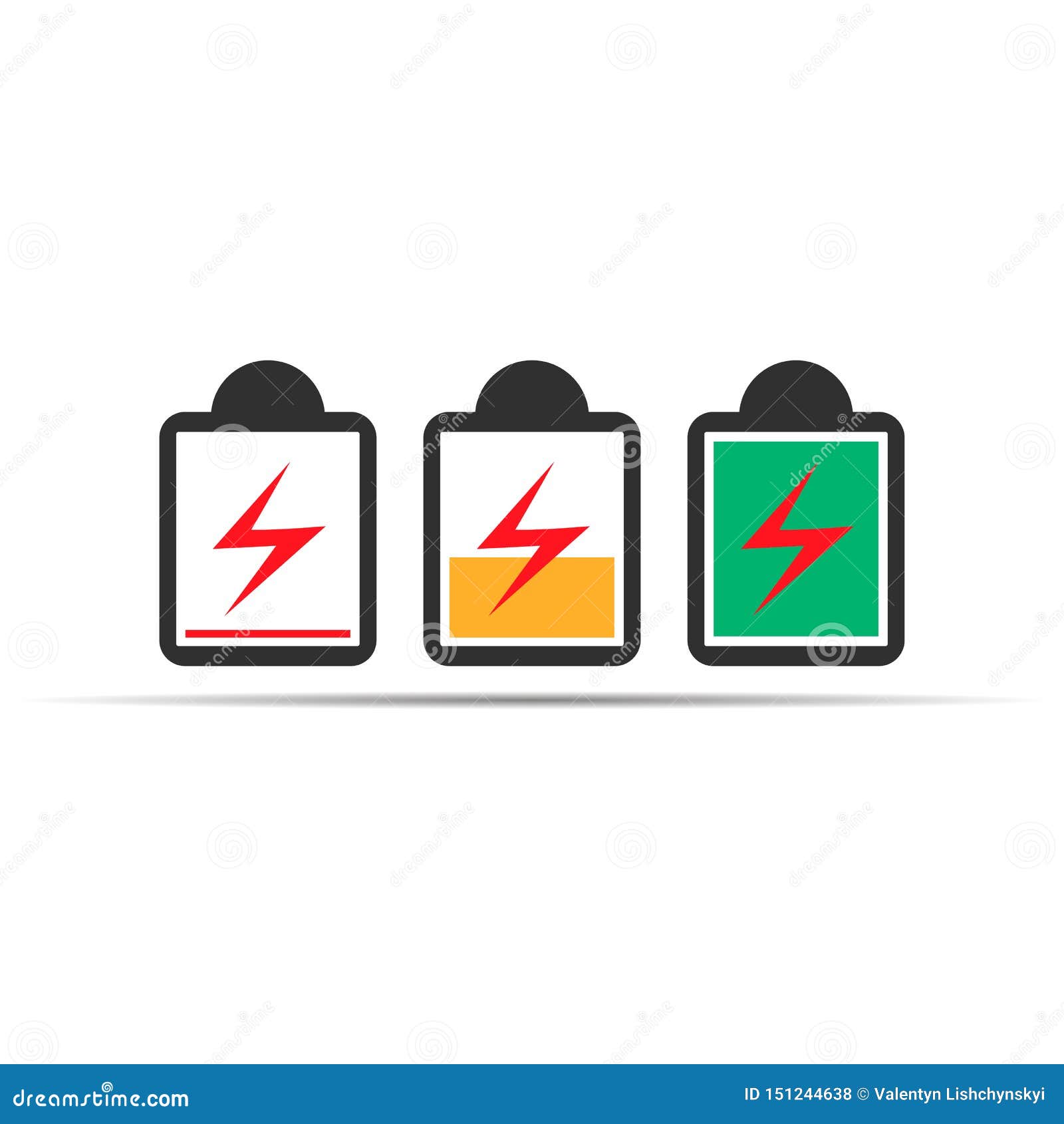 Battery Icon Set, Battery Status Color Symbols. Vector EPS10 Stock ...