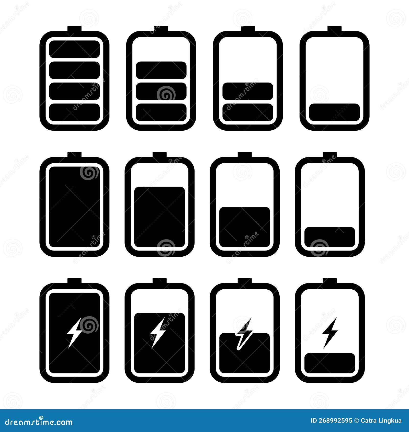 Battery icon set stock vector. Illustration of accumulator - 268992595