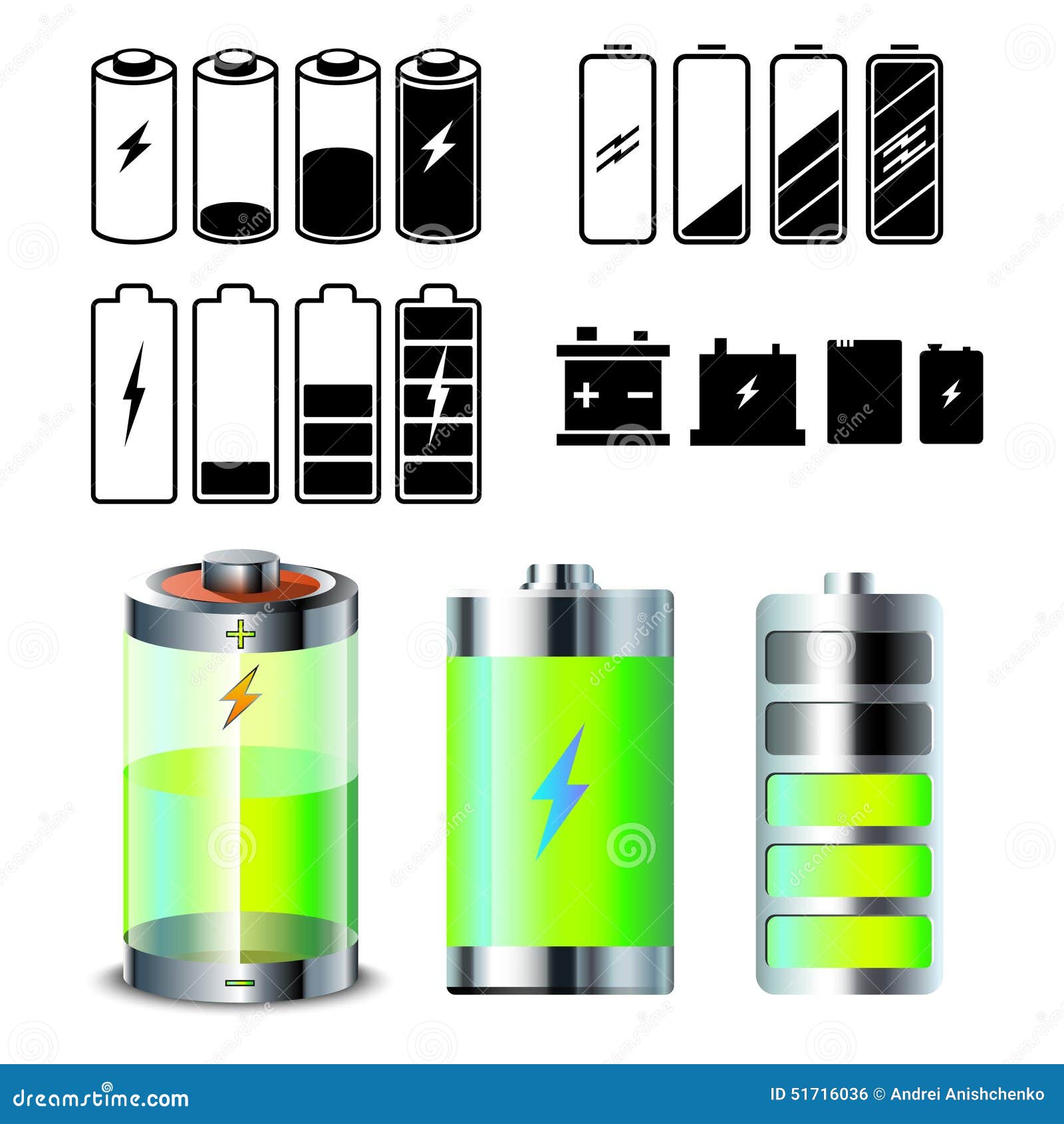 Battery icon set stock vector. Illustration of level - 51716036