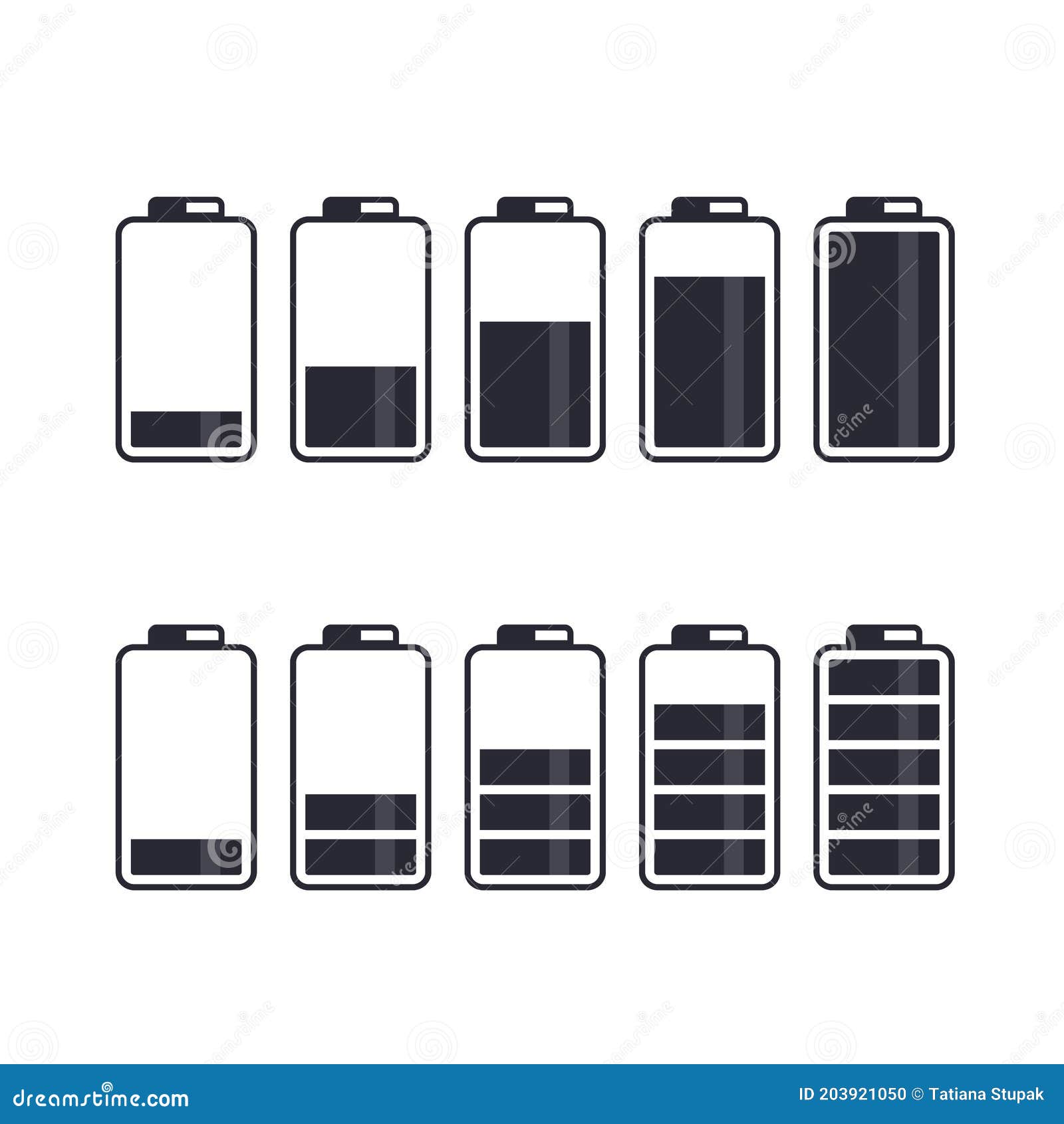 Battery Icon Set. Vector Battery Energy Isolated Symbol Collection ...