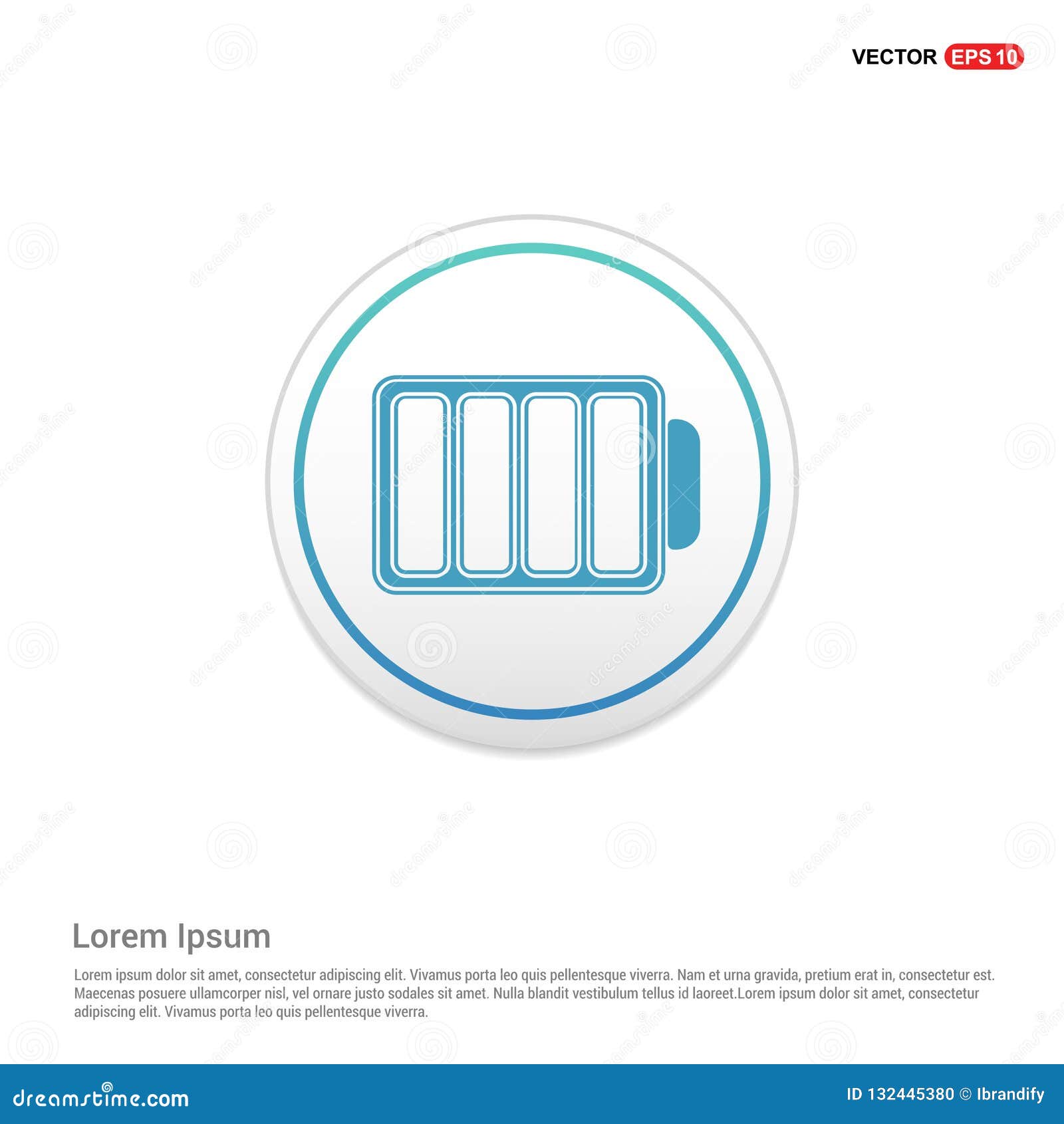 Battery Icon - White Circle Button Stock Vector - Illustration of ...