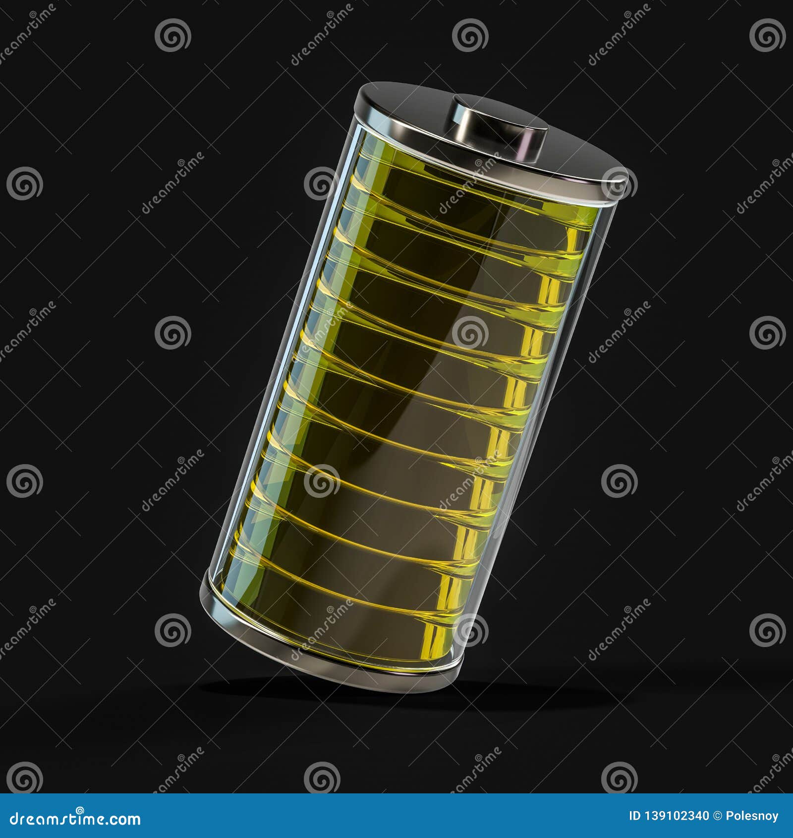 Battery Icon with Yellow Charge Indicator. 3D Stock Illustration ...