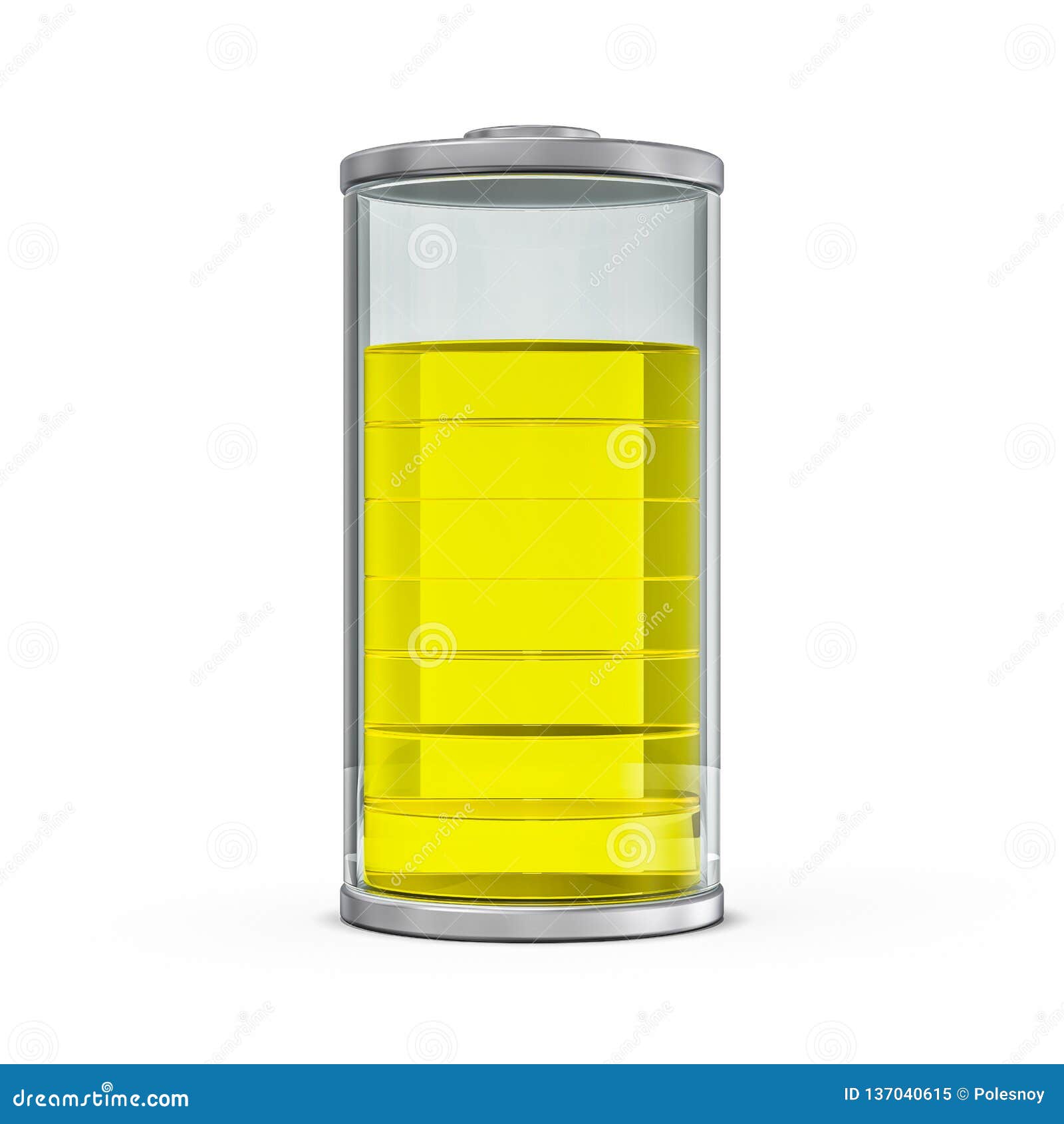 Battery Icon with Yellow Charge Indicator. 3D Stock Illustration ...