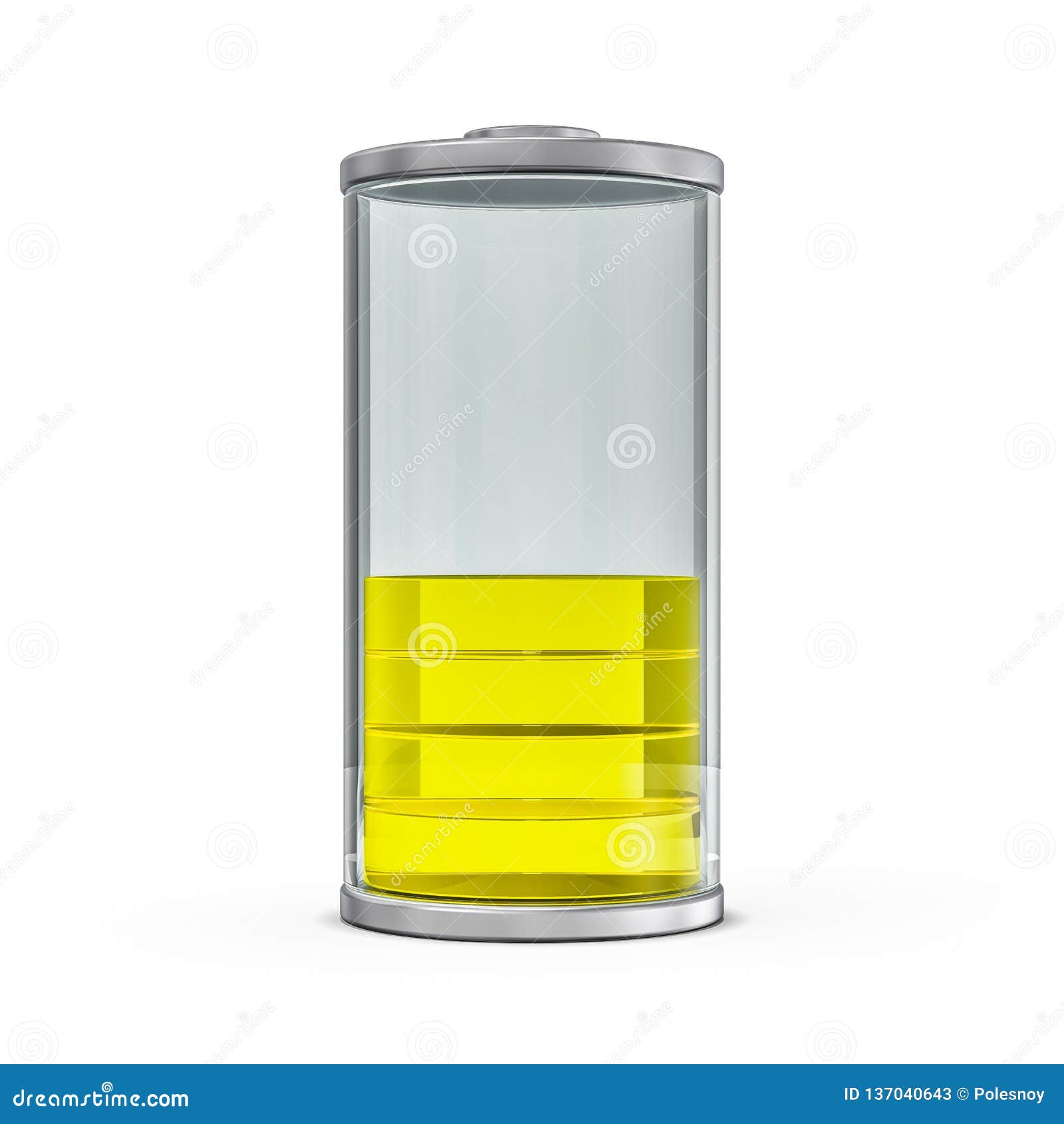 Battery Icon with Yellow Charge Indicator. 3D Stock Illustration ...
